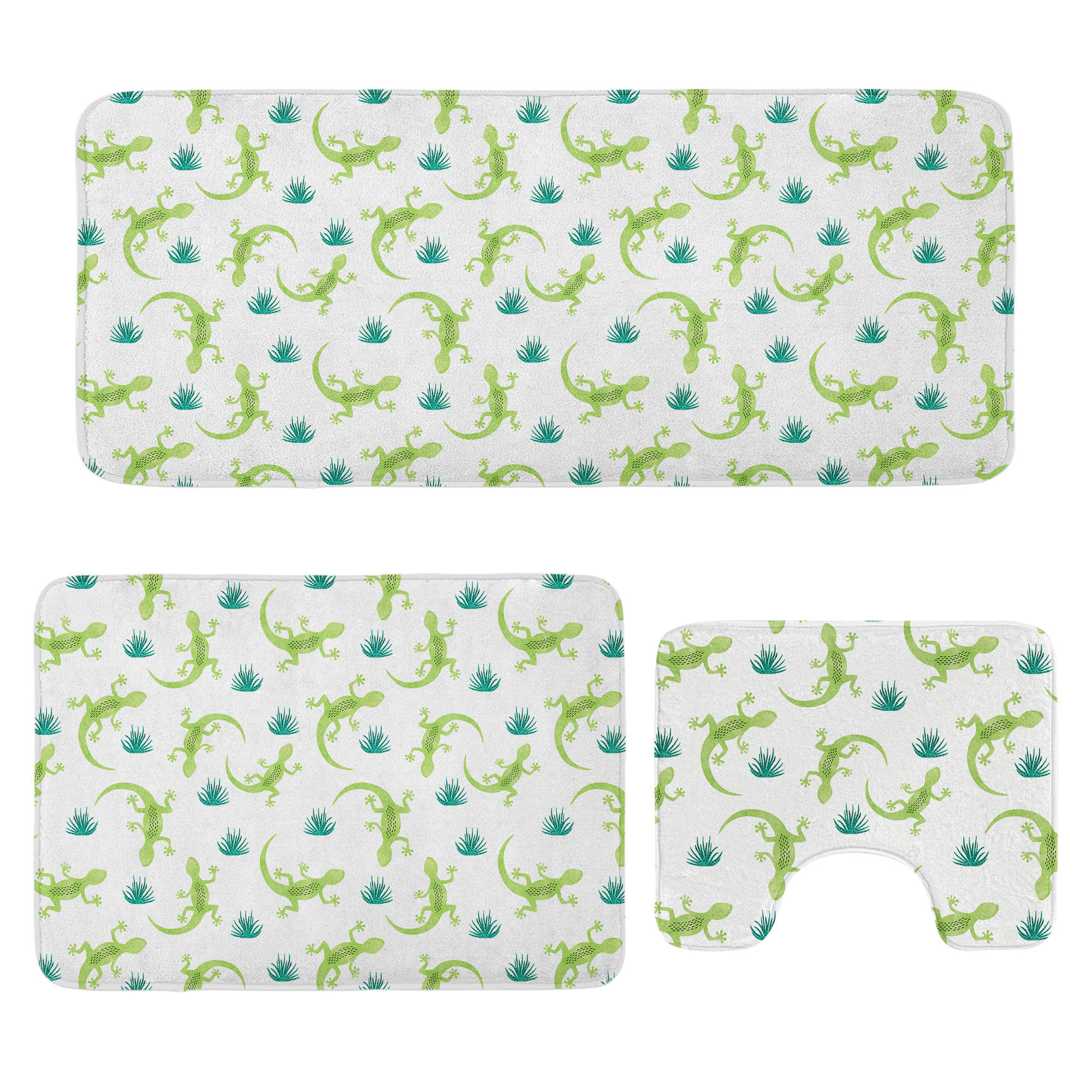 East Urban Home Lizard Bathroom Rug Set 3 Pieces U-Shape & Rectangle ...