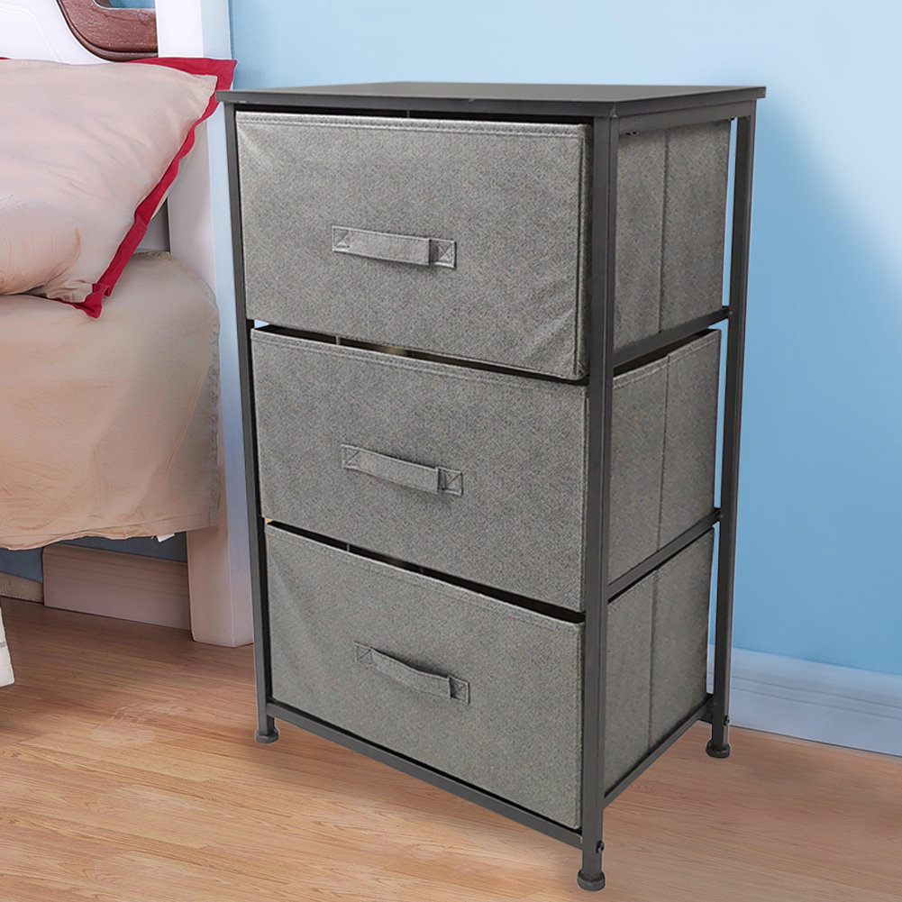 Rebrilliant Kist 3 - Drawer Metal Nightstand in Gray & Reviews | Wayfair