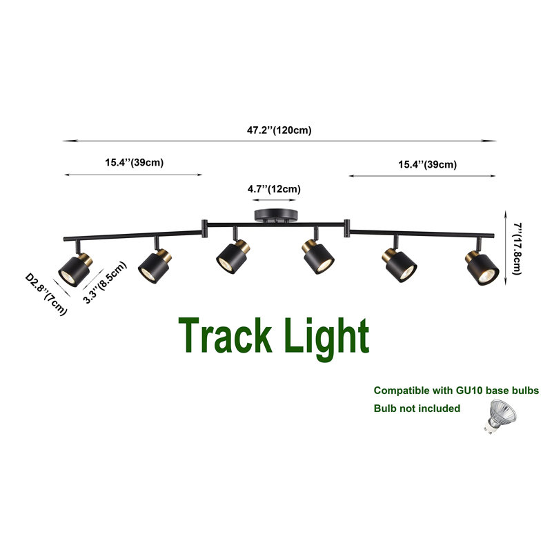 OLHAV 47.2'' 6 -Light Swing Arm Track Track Kit with Dimmable and ...