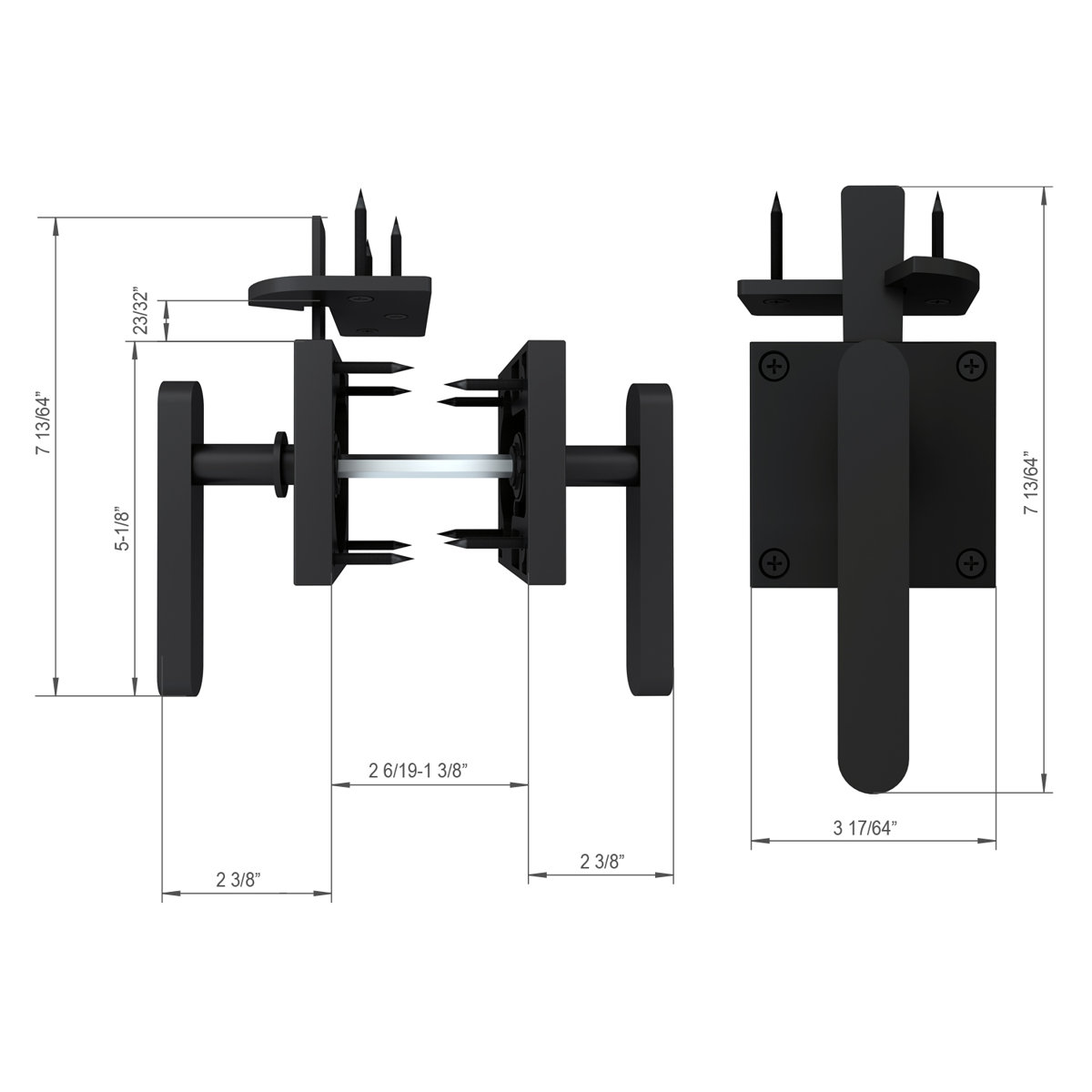 JUBEST Heavy Duty Double Side Swinging Door Latch Gate Hardware Black ...