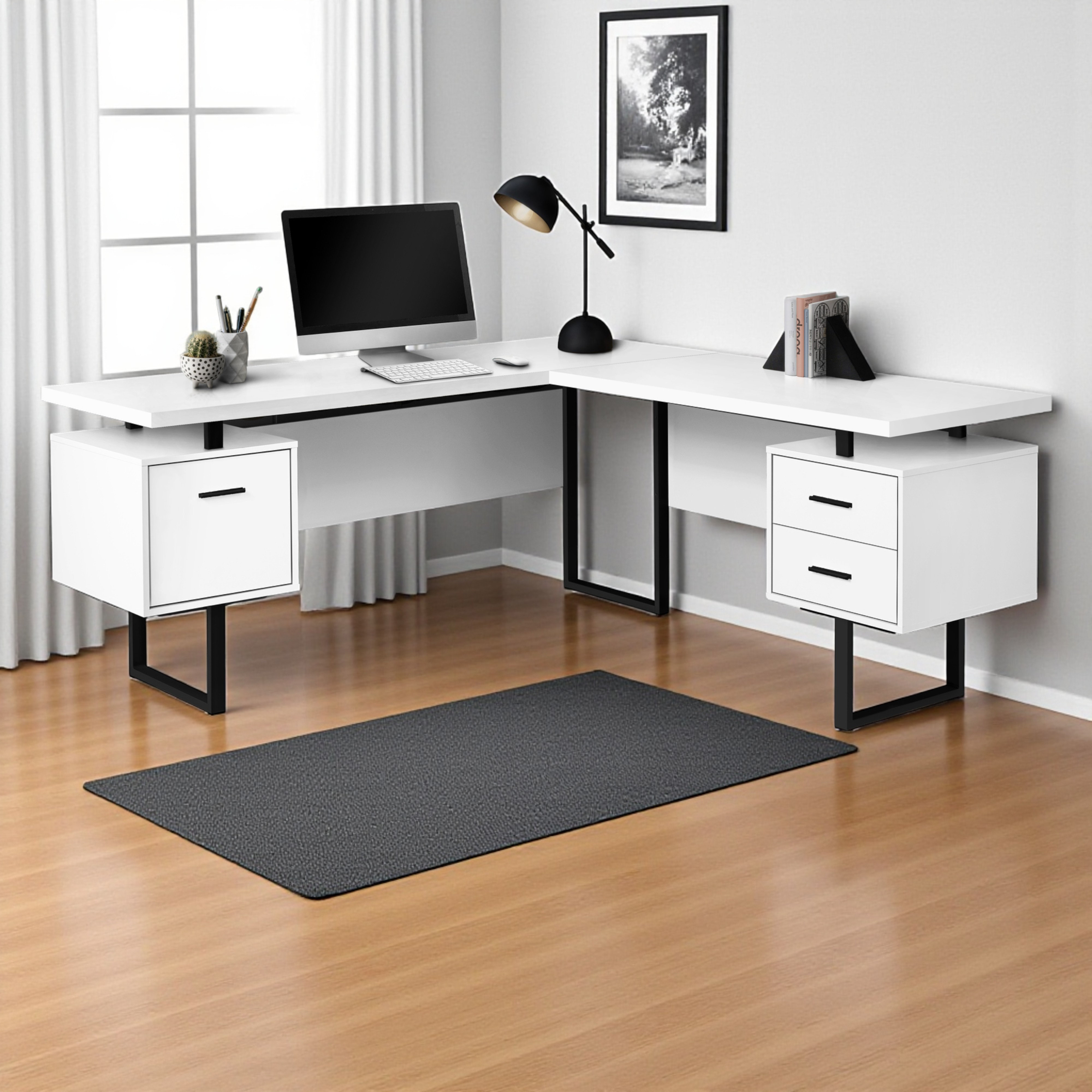 Latitude Run® Carie Corner L Shape Modern Computer Desk | Wayfair