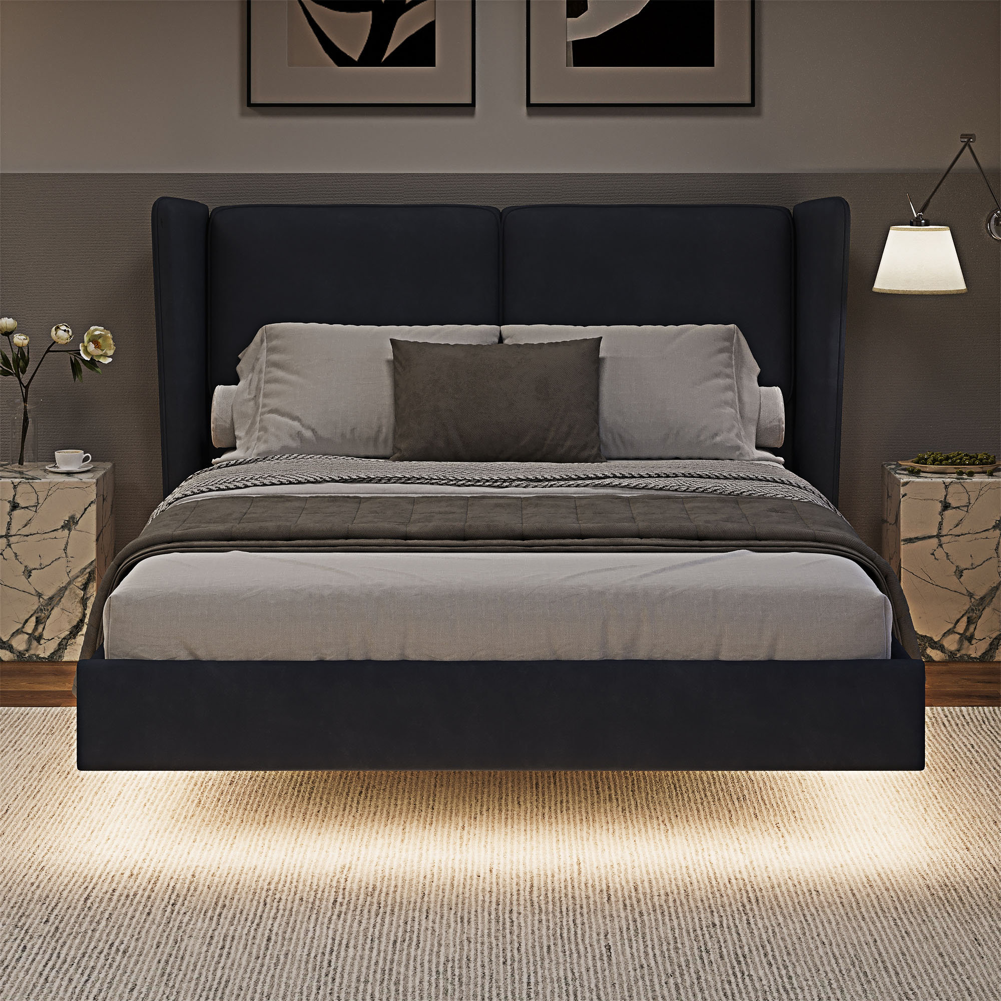 Latitude Run® Modern Floating Bed Frame with LED Lights | Wayfair