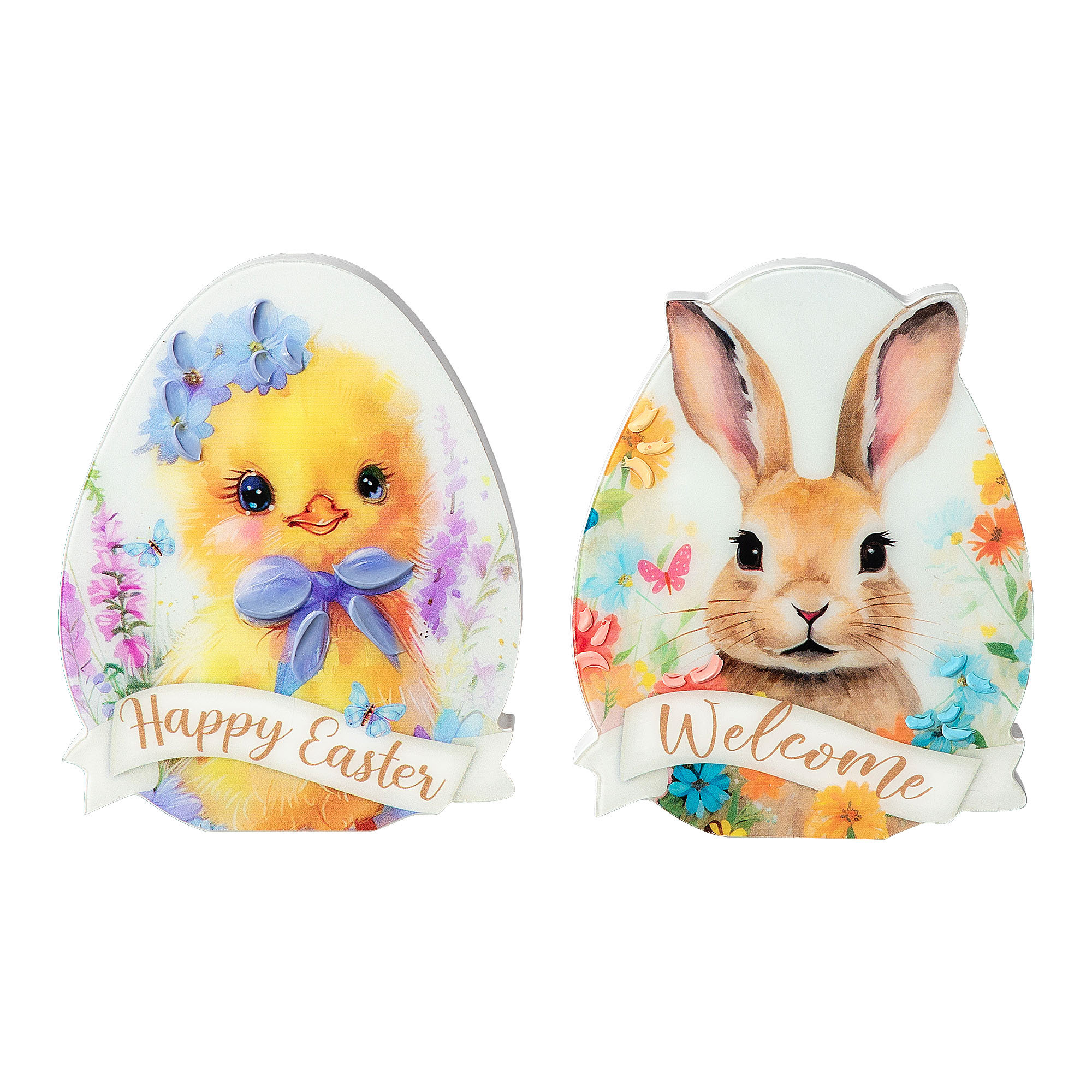 Ophelia & Co. 6"H Set Of 2 Easter Wooden & Epoxy Egg Chick Table Decor ...