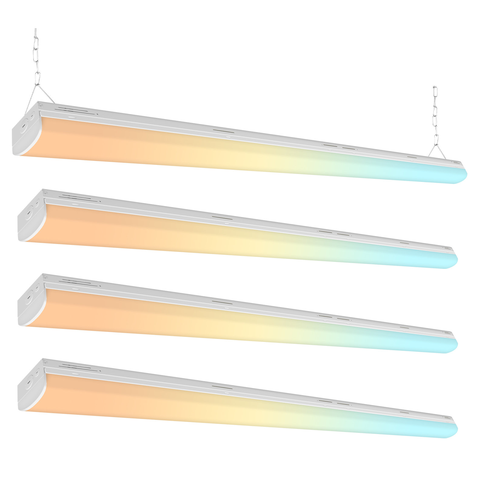 MW LIGHTING 4PK 8FT LED Linear Strip Light Fixture(With Hanging Chain ...