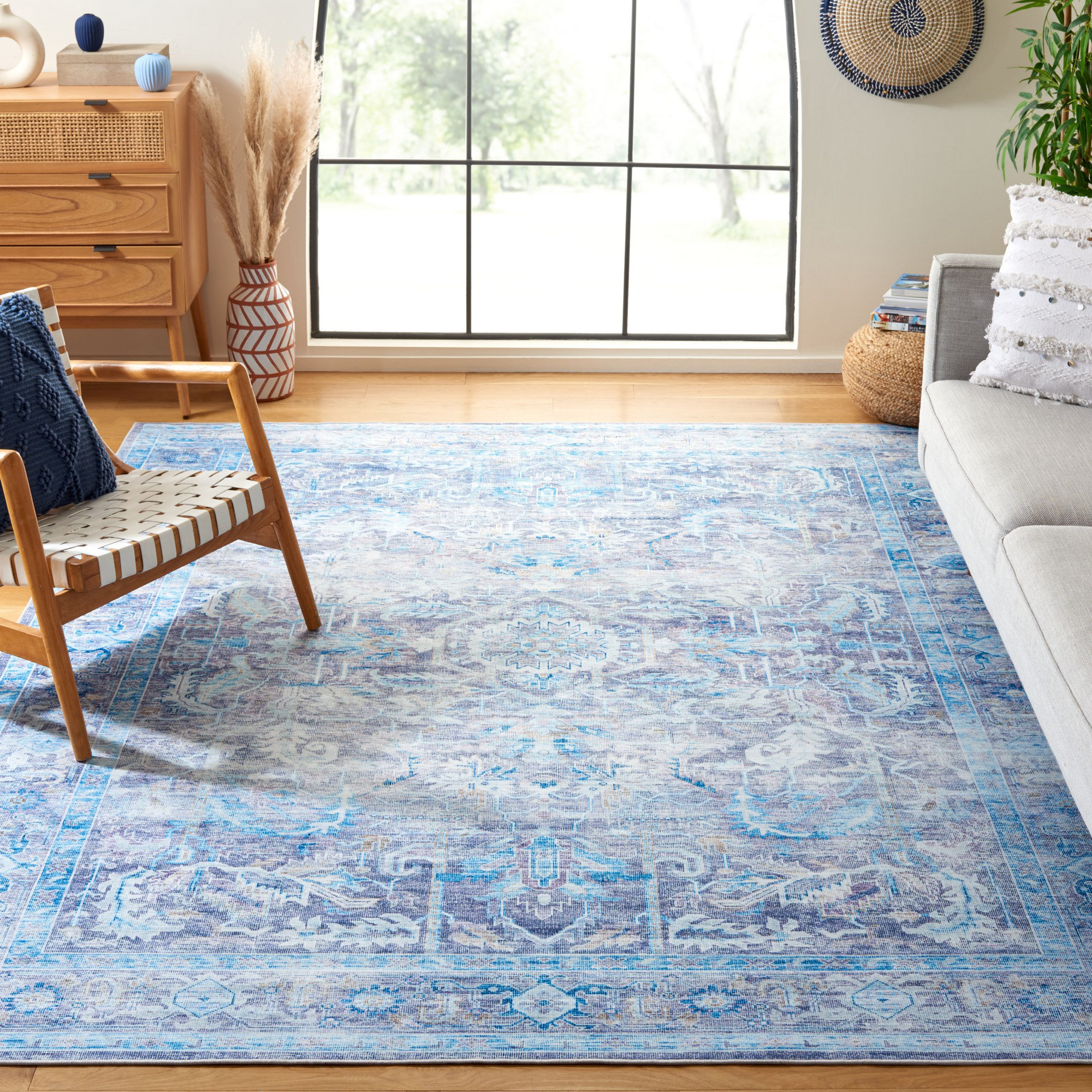 Wade Logan Ahlyvia Oriental Purple/Blue Area Rug & Reviews | Wayfair