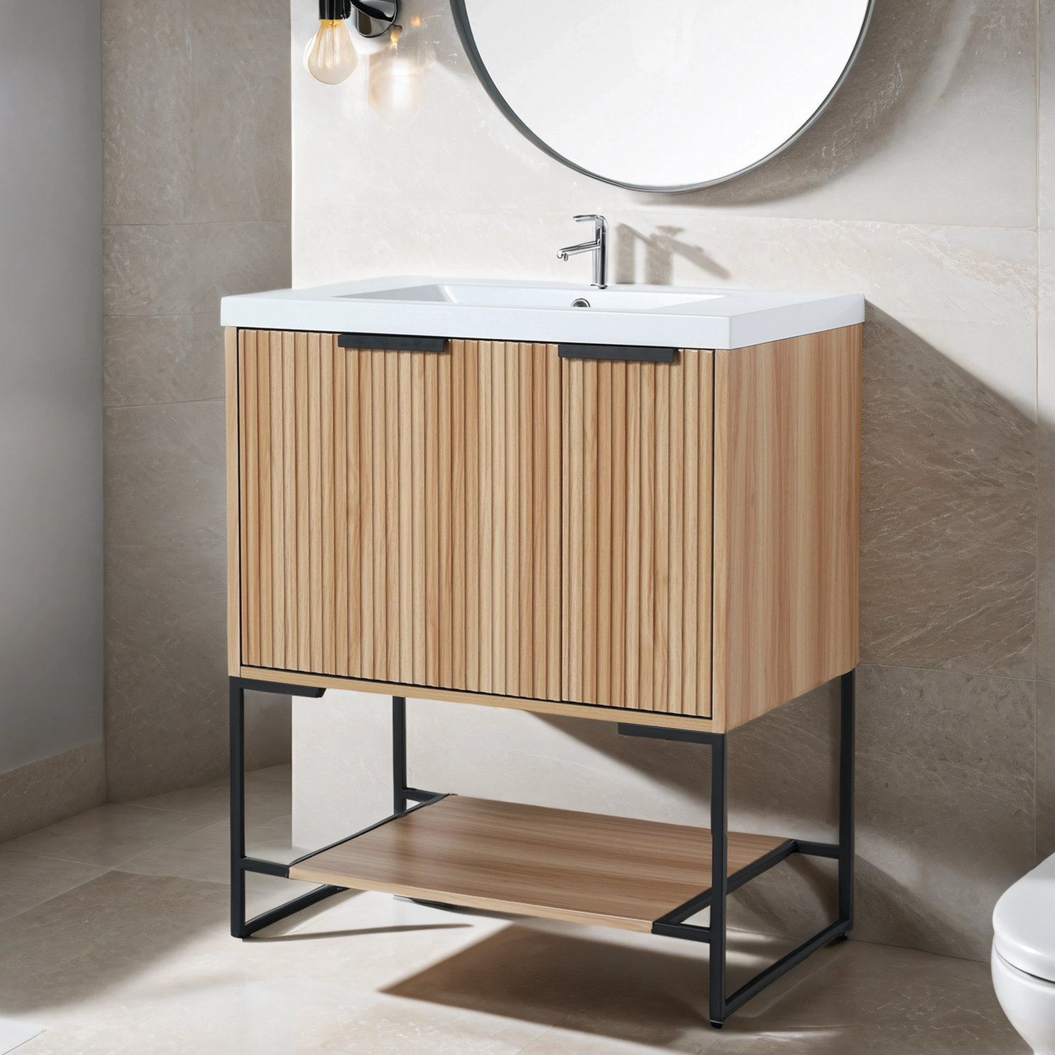 Mercer41 Meuble-lavabo de 30 po avec lavabo, meuble-lavabo sur pied 30 po pour petit espace ...