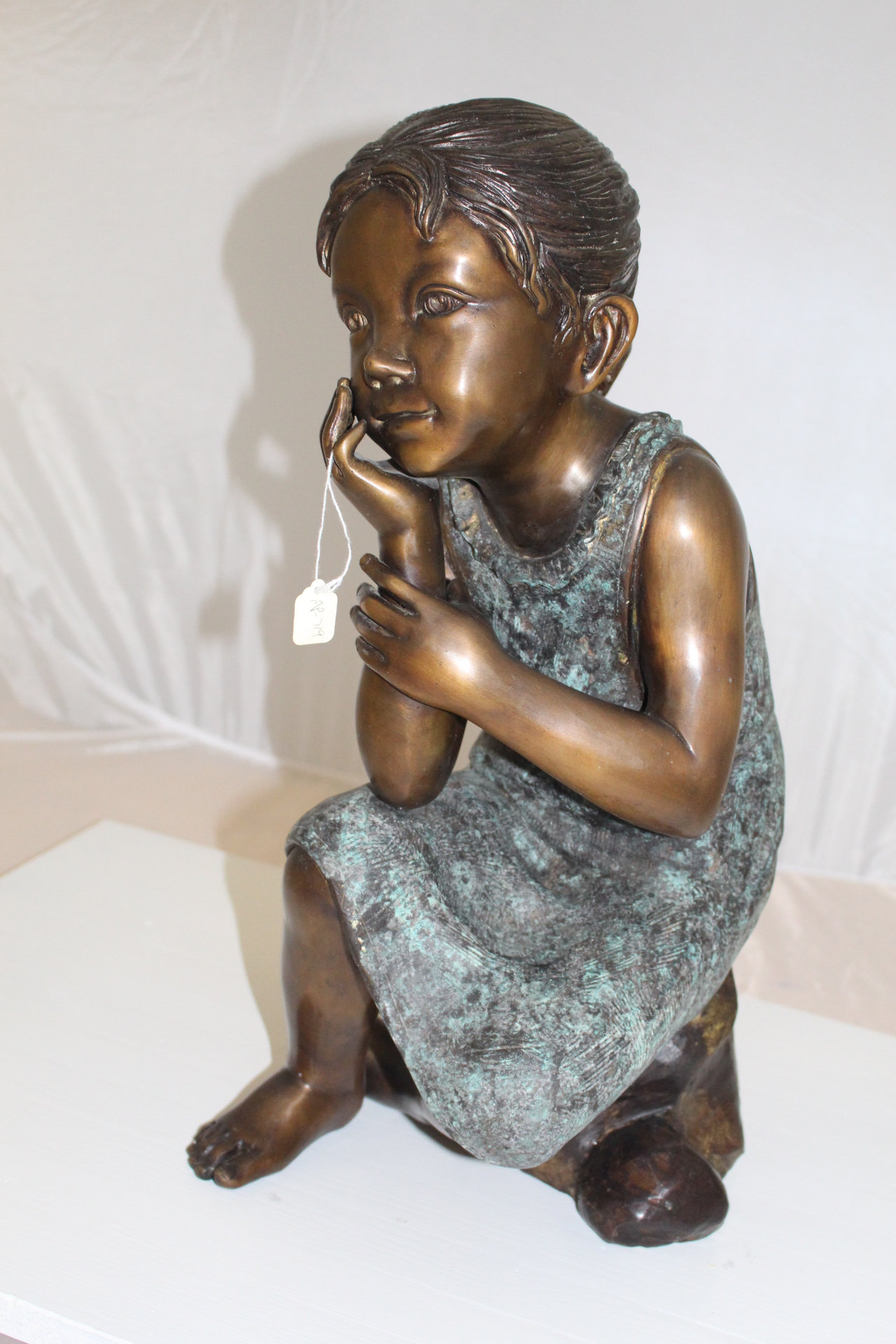 Bloomsbury Market Quamaine Girl in the sun -Sunny day Bronze Statue ...