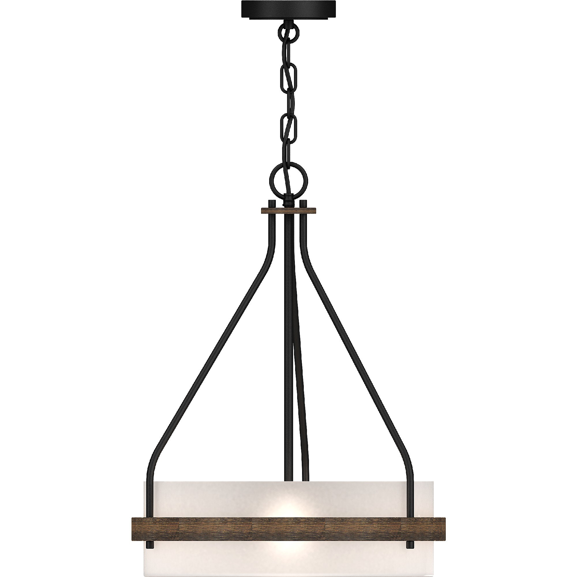 Gracie Oaks Emery 3-Light Walnut And Black Indoor Pendant With Frosted ...