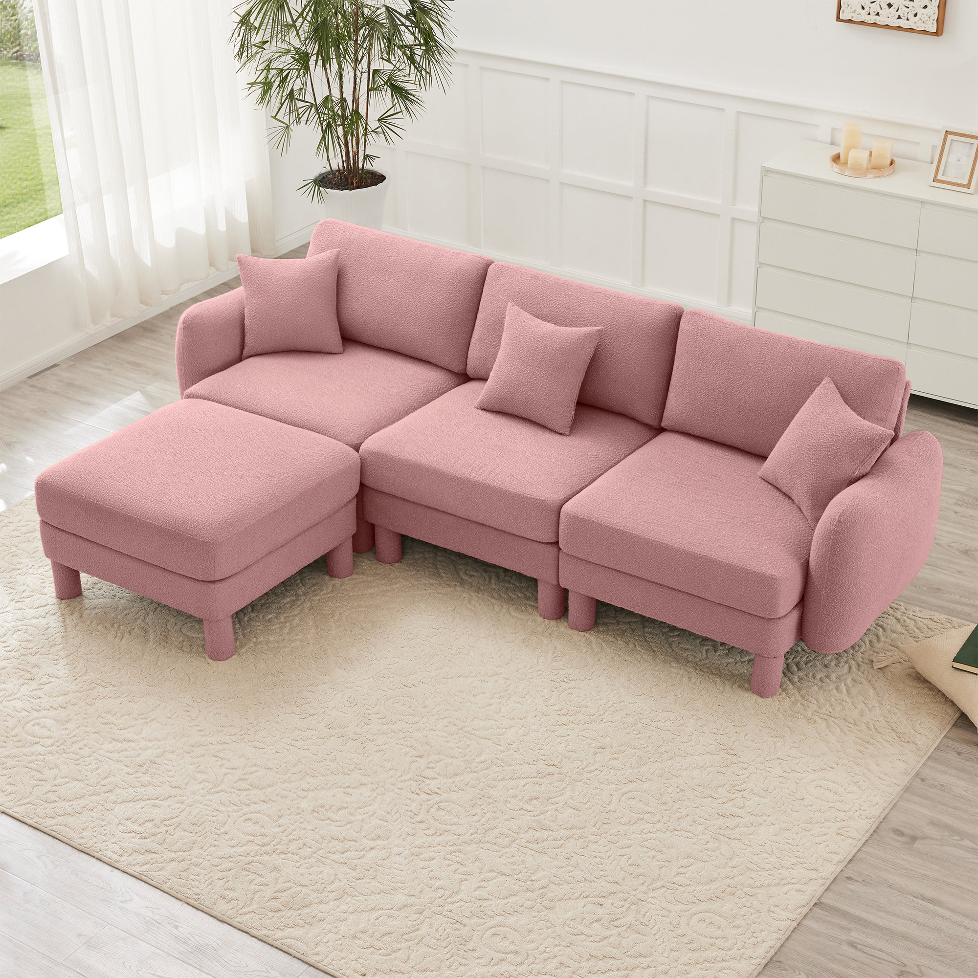 Latitude Run® Fabric Convertible L Shape Sectional 4-seater Sofa Couch ...