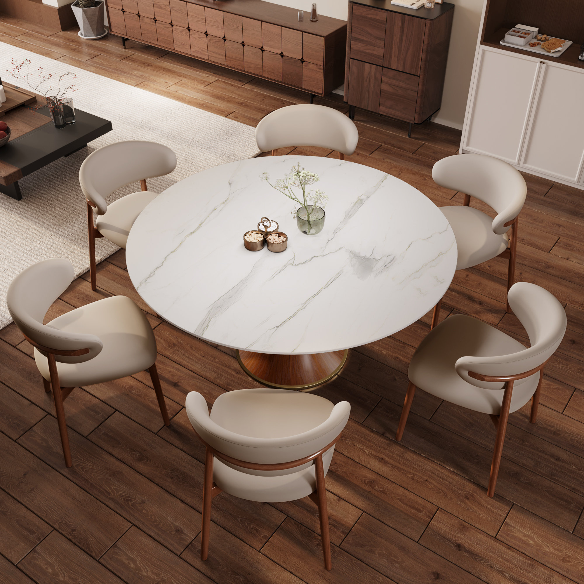 Corrigan Studio® 7 - Piece Mid-Century Round Pedestal Kitchen Dining ...