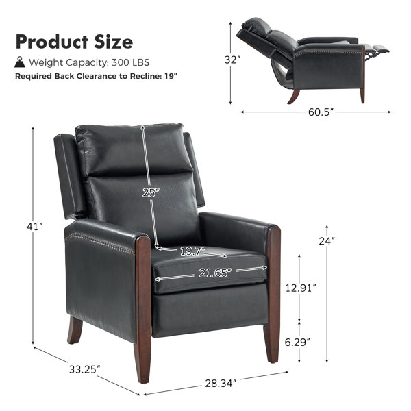 Winston Porter Shiean 28.74" Wide Faux Leather Standard Recliner ...