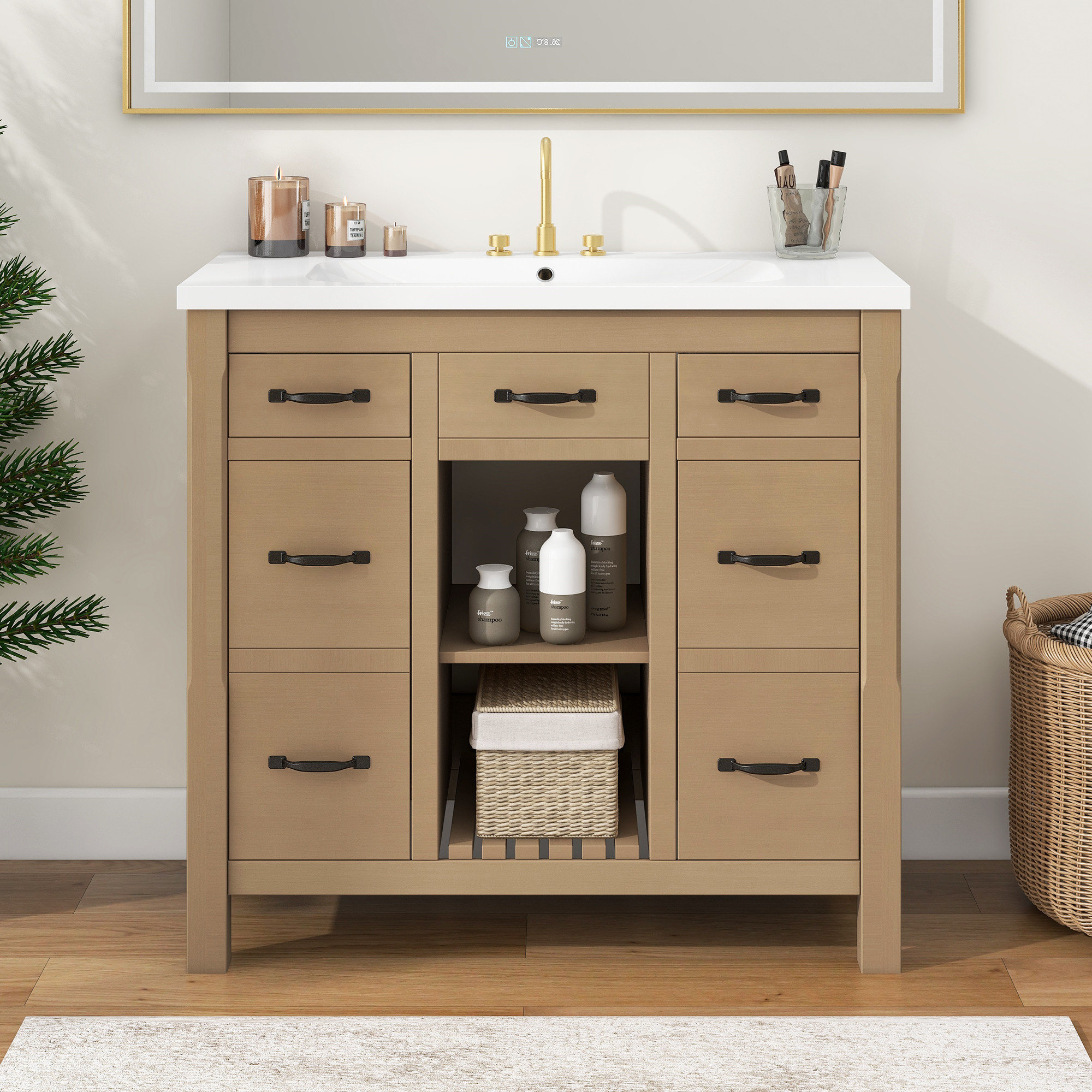 Red Barrel Studio® Raabiah 36'' Single Bathroom Vanity with Resin Top ...