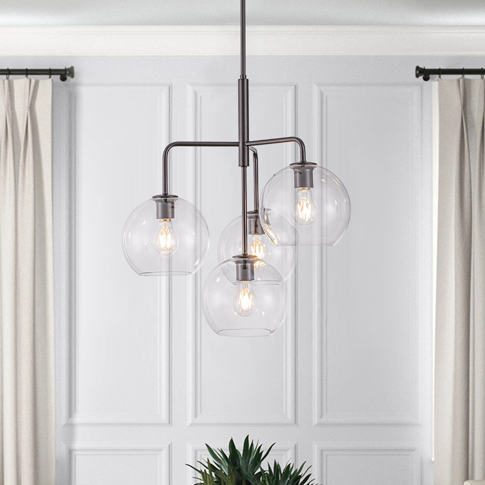 Everly Quinn 4 - Light Glass Globe Cluster Branching Pendant | Wayfair