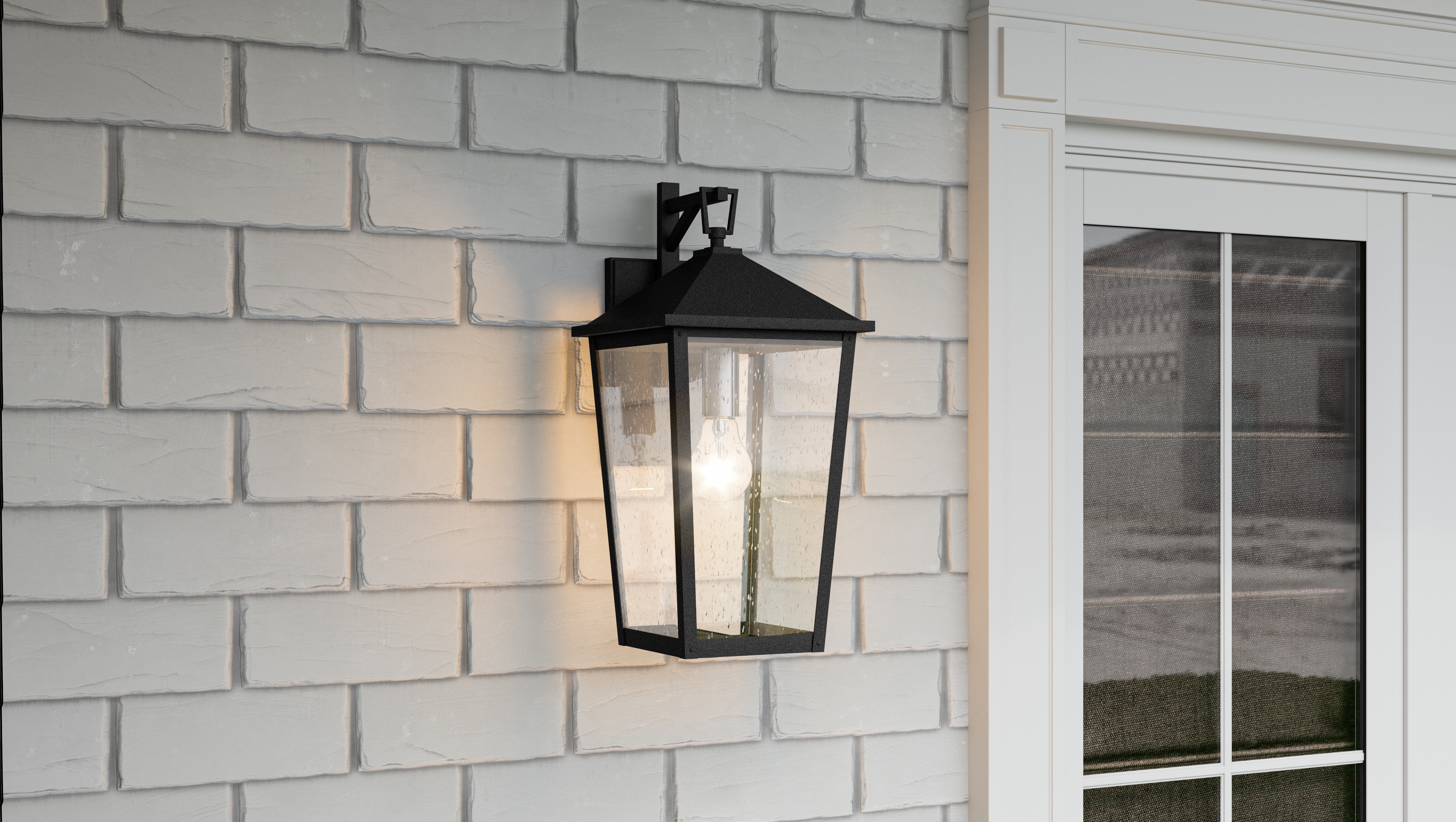 Lark Manor™ Aspendale Mottled Black Seeded Glass Outdoor Wall Lantern ...