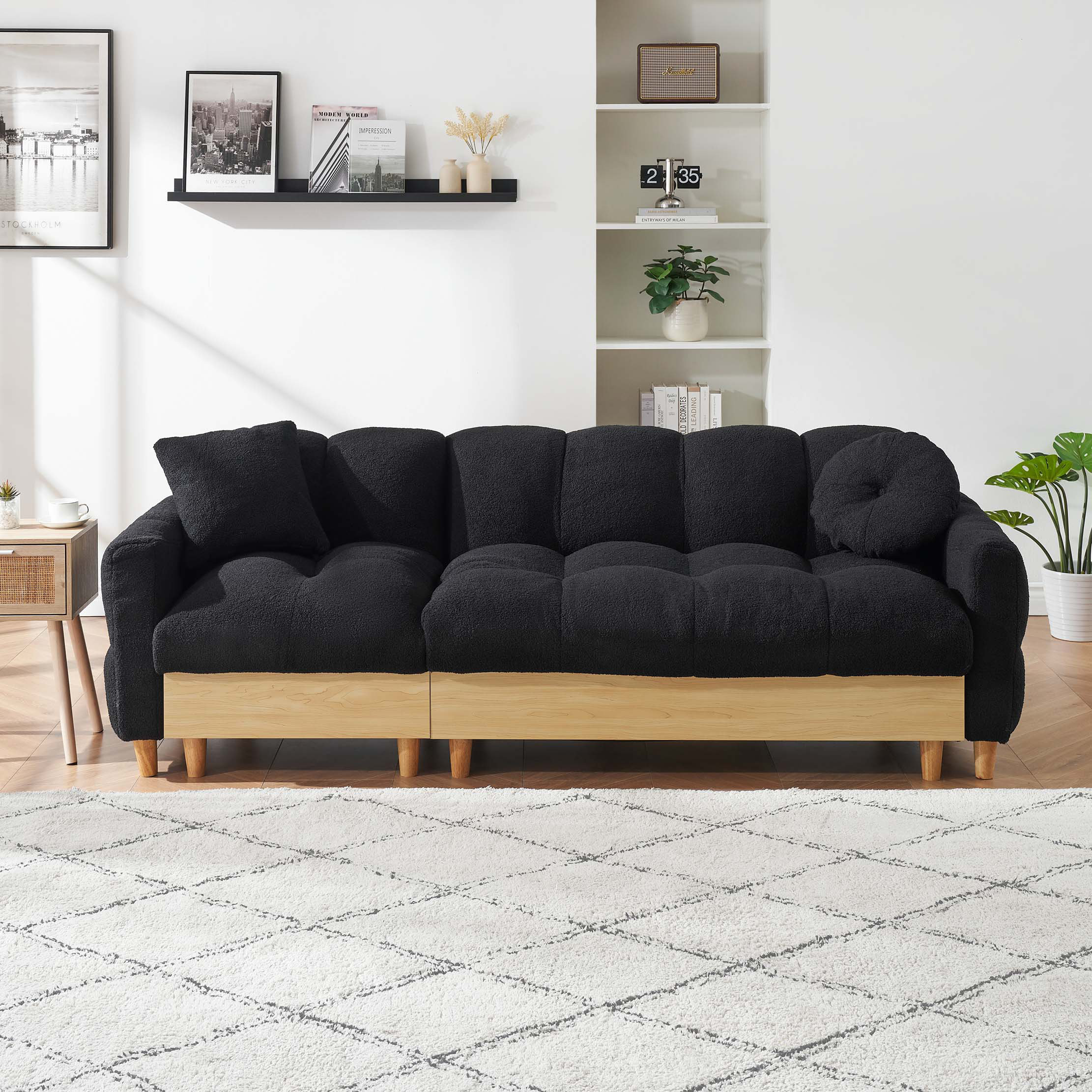 George Oliver Three-Person Sofa Bed With Lockable Storage And Soft ...