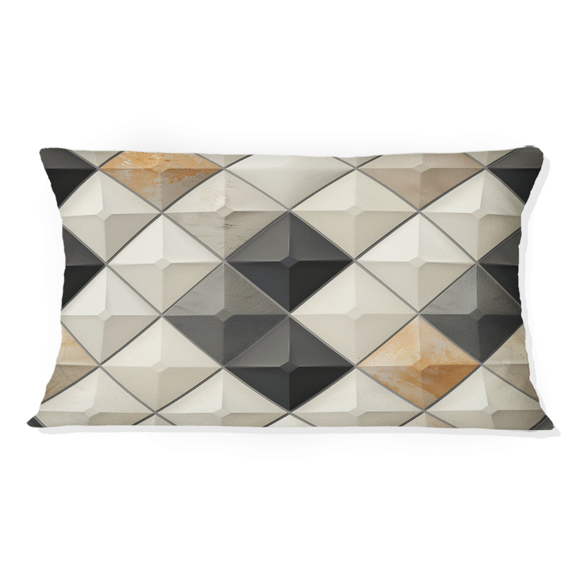 Design Art Brown Modern Rhombus Pattern I - Modern Lumbar Pillow | Wayfair