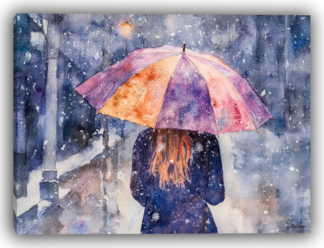 Dovecove Twilight Snowfall Wrapped Canvas Wall Art | Wayfair