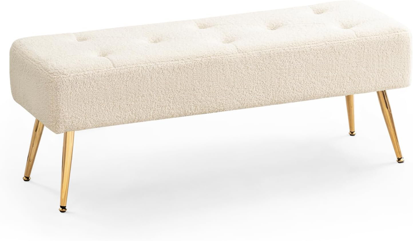 Everly Quinn Faux Fur Boho Bench Upholstered Tufted Bench | Wayfair
