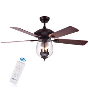 Red Barrel Studio® 52" Baldy 5 - Blade Ceiling Fan with Light Kit ...