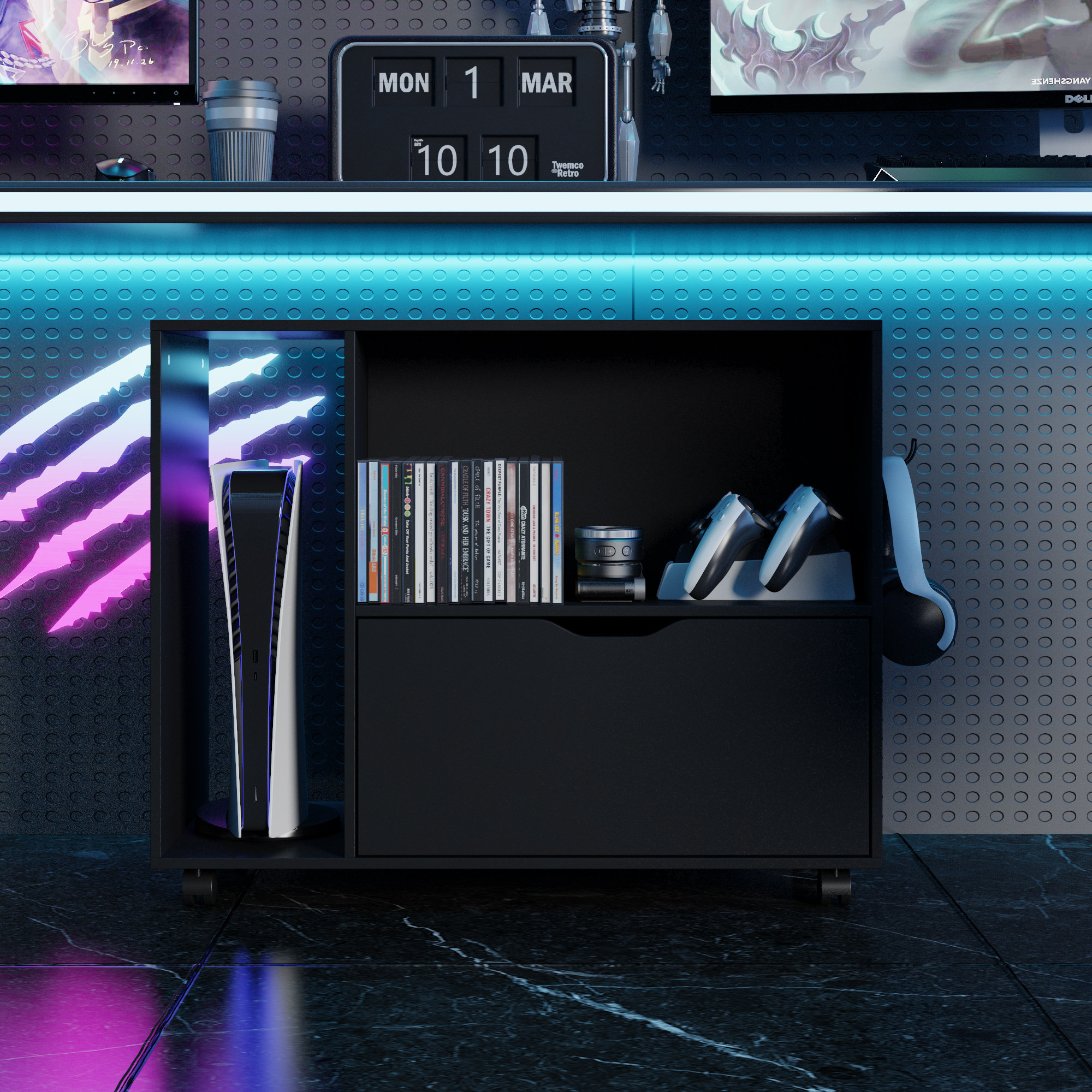 Wrought Studio 31.5'' W Mobile File Cabinet Under Table Game Cabinet ...