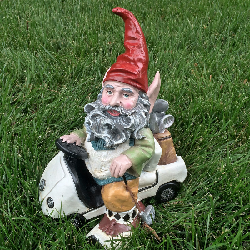 HomeStyles Nowaday Gnome Golfer in His Golf Cart Garden Statue ...