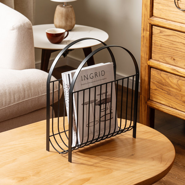 17 Stories Freestanding Decorative Black Magazine Storage Rack With ...