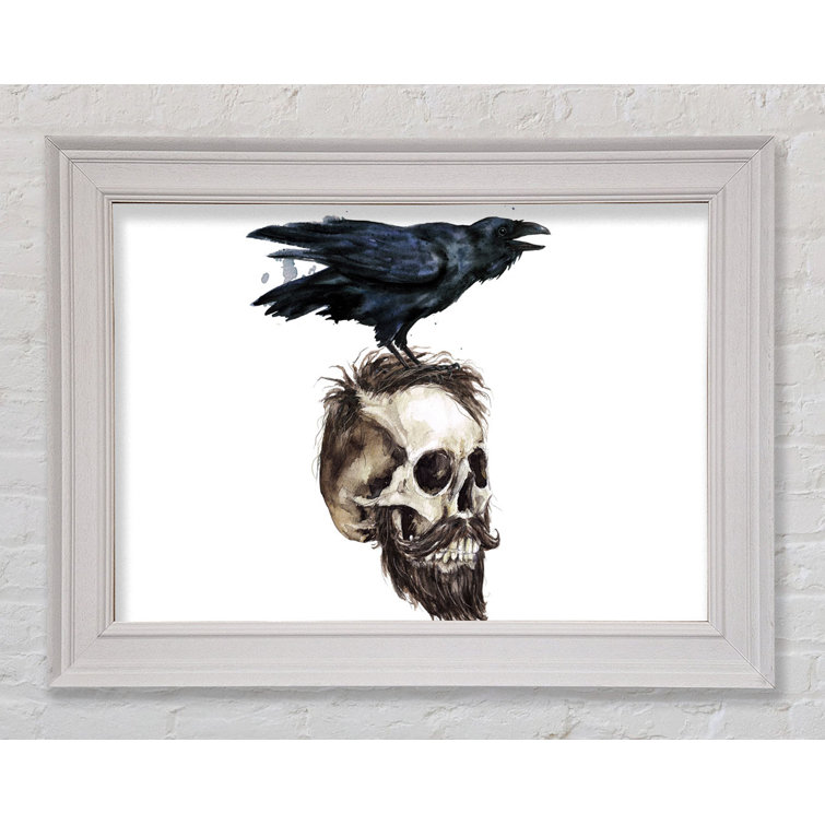 Happy Larry Crow On The Head Of A Skull Framed Print | Wayfair.co.uk