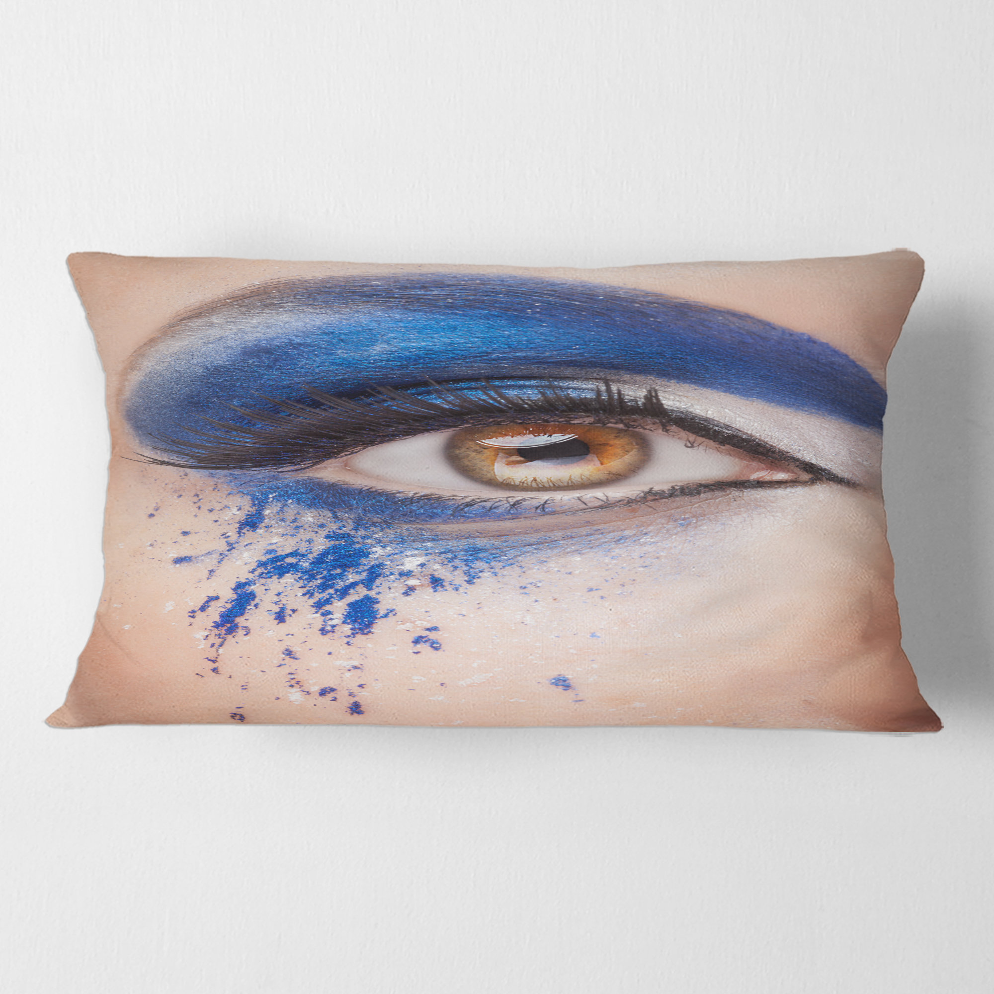 Design Art Close up of an Eye with Fantasy Make up Rectangular Pillow ...
