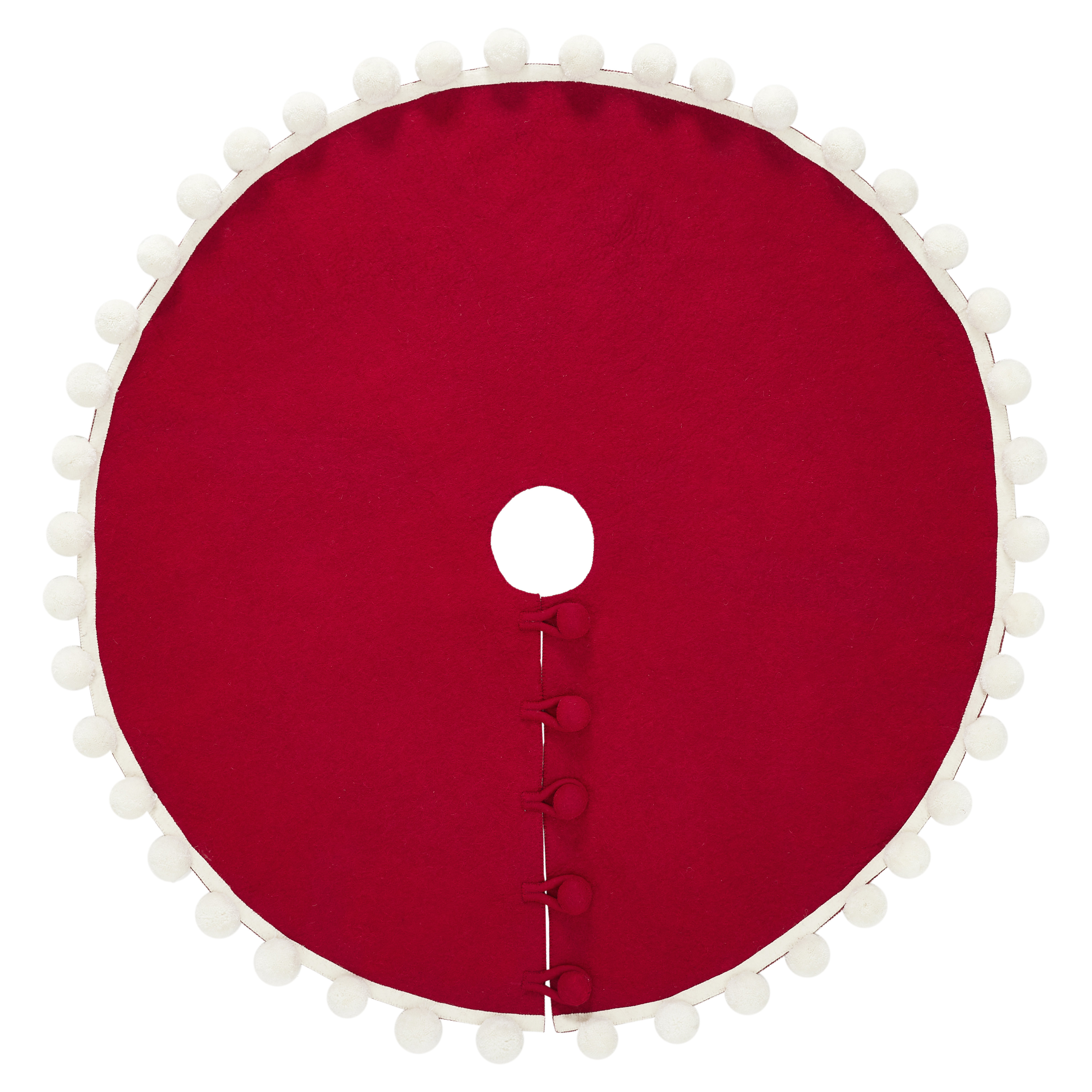 The Holiday Aisle® Handmade Christmas Tree Skirt in Felt - Pom Poms on ...