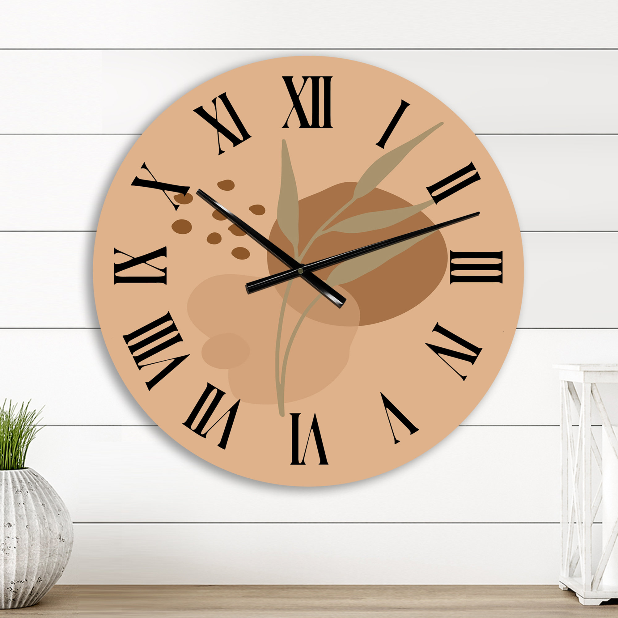 East Urban Home Minimal Boho Botanicals in Earth Tones II Wall Clock ...