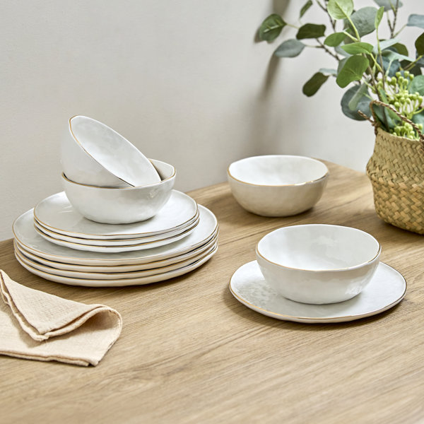 Sango Gansevoort 12-Piece White Stoneware Dinnerware Set – Service for ...