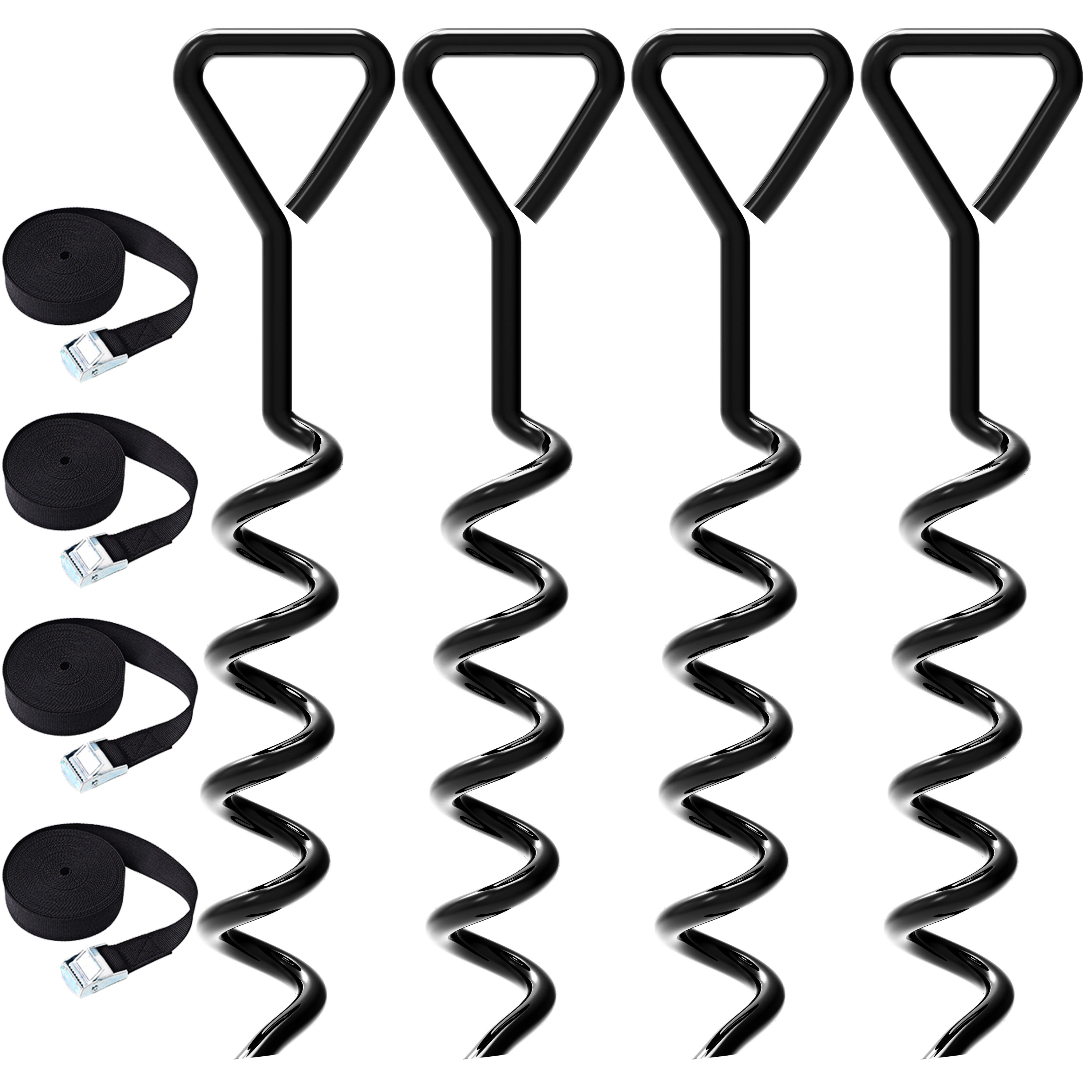 Eurmax Trampoline Corkscrew Steel Stakes Heavy Duty Anchor Kit with T ...