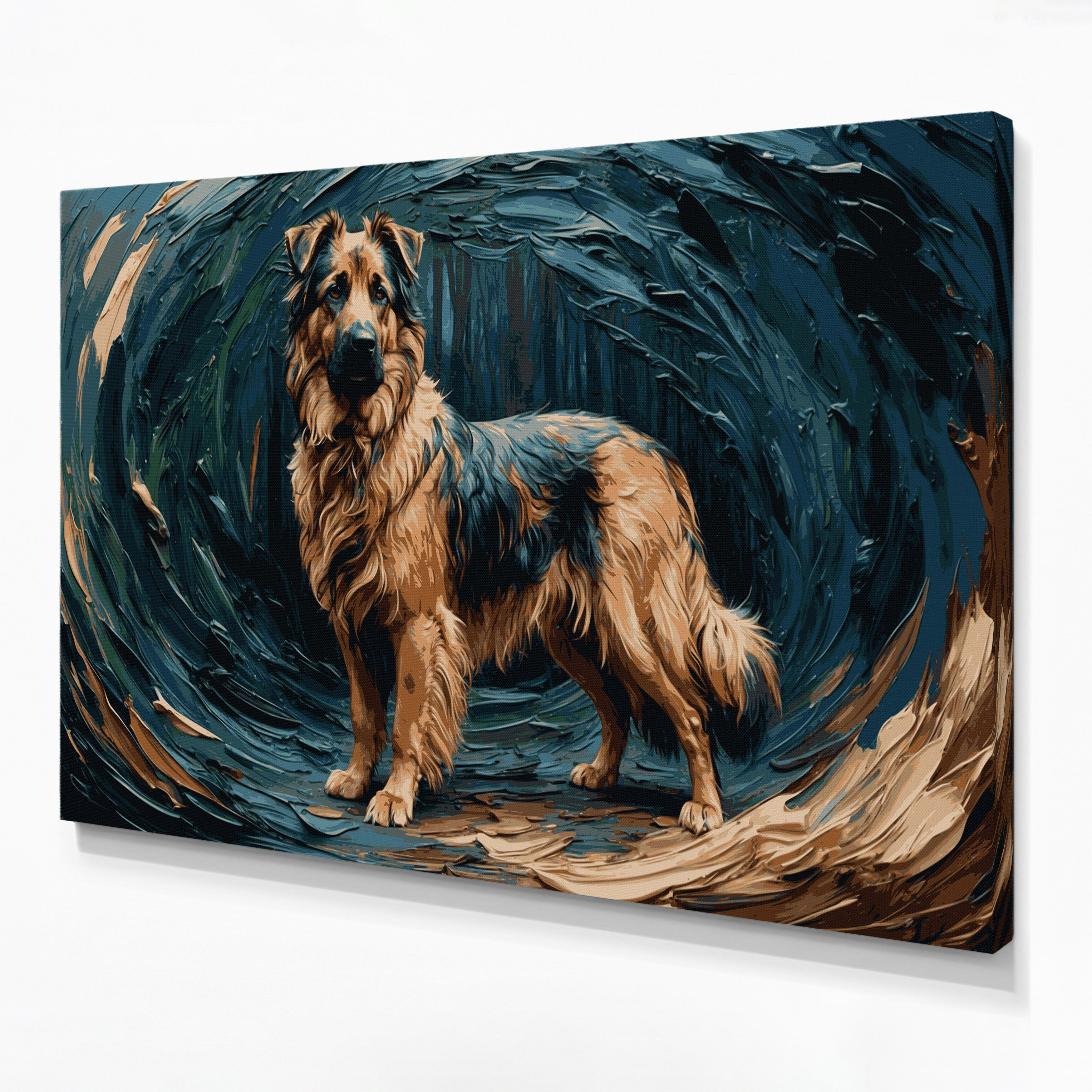 Ivy Bronx Dogs Hovawart Blue Canvas Wall Art | Wayfair