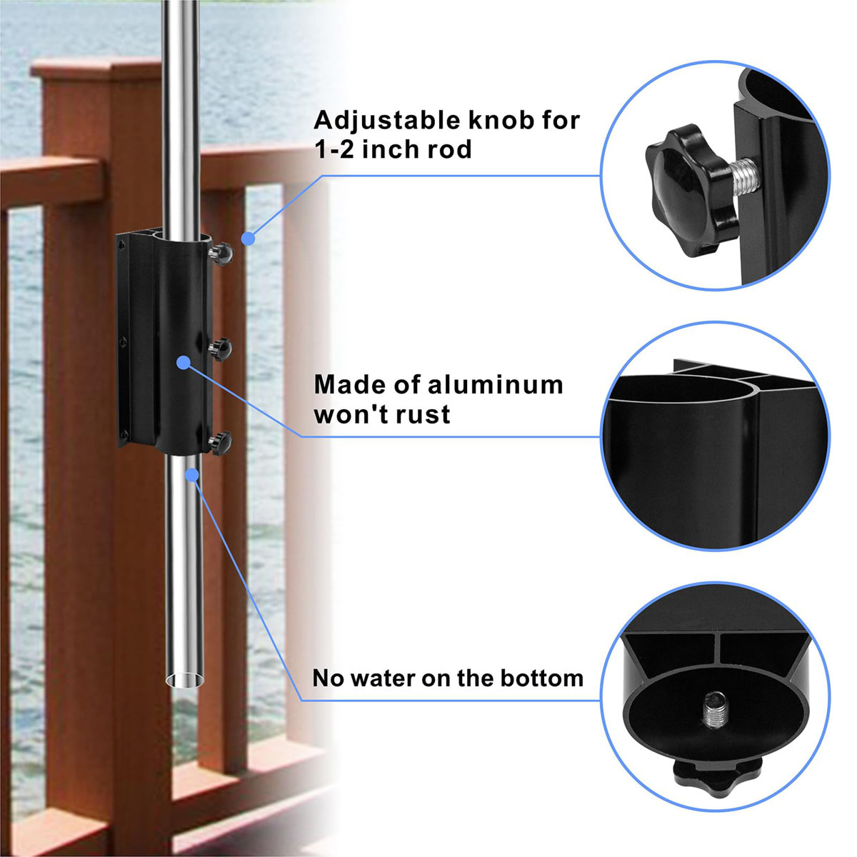 Arlmont & Co. Adjustable Outdoor Parasol Base Metal Parasol Clip ...