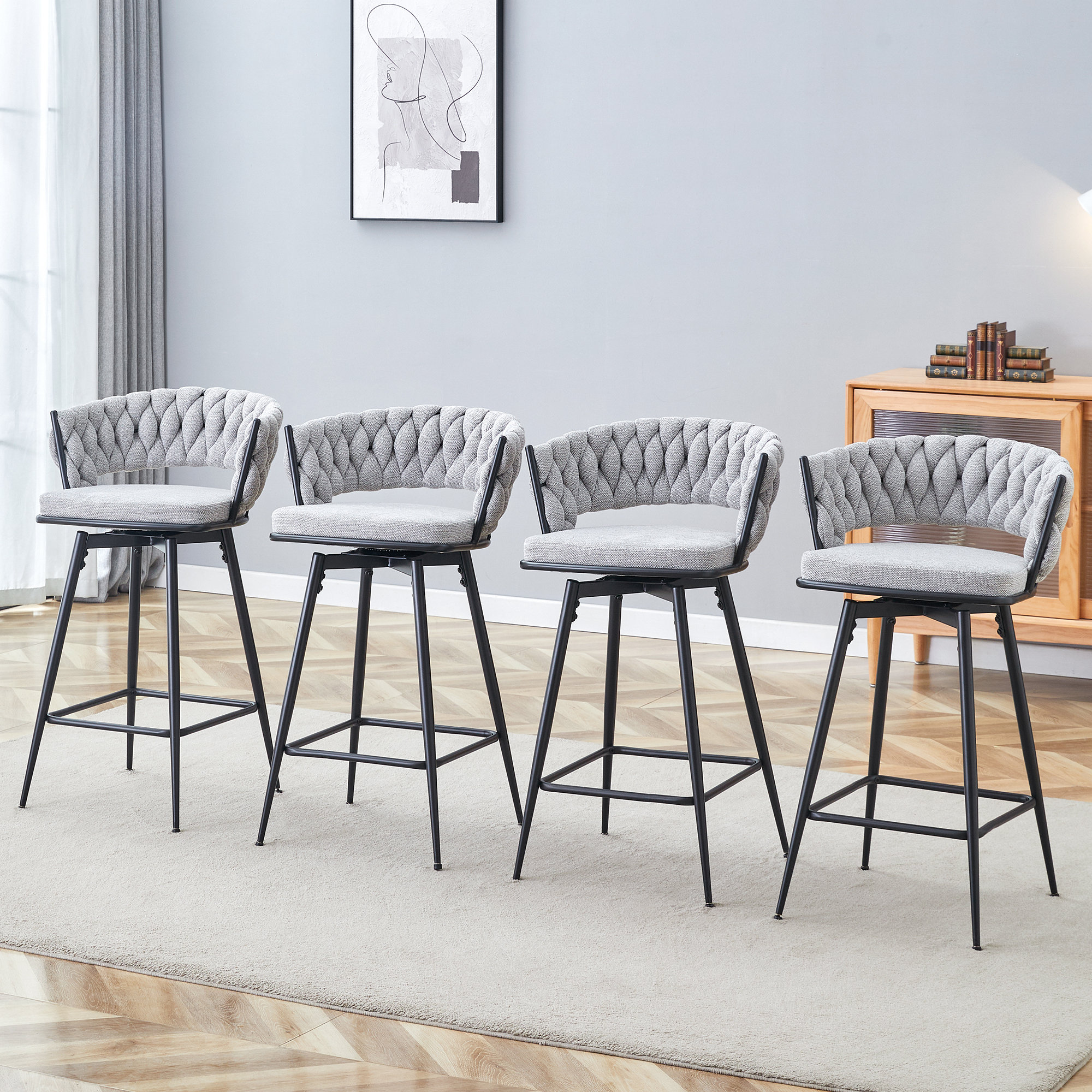 Corrigan Studio® A set of 4-piece rotating bar stools, equipped with ...