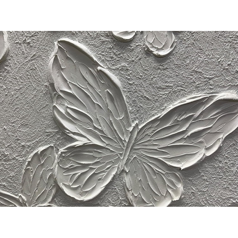 August Grove® " Textured Butterfly Canvas Wall Art " Painting Print ...