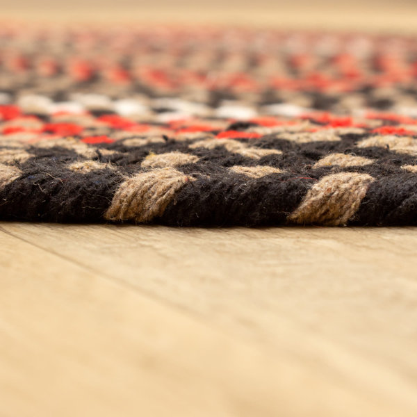 Super Area Rugs Farmhouse Braided Cotton Black / Red Area Rug | Wayfair