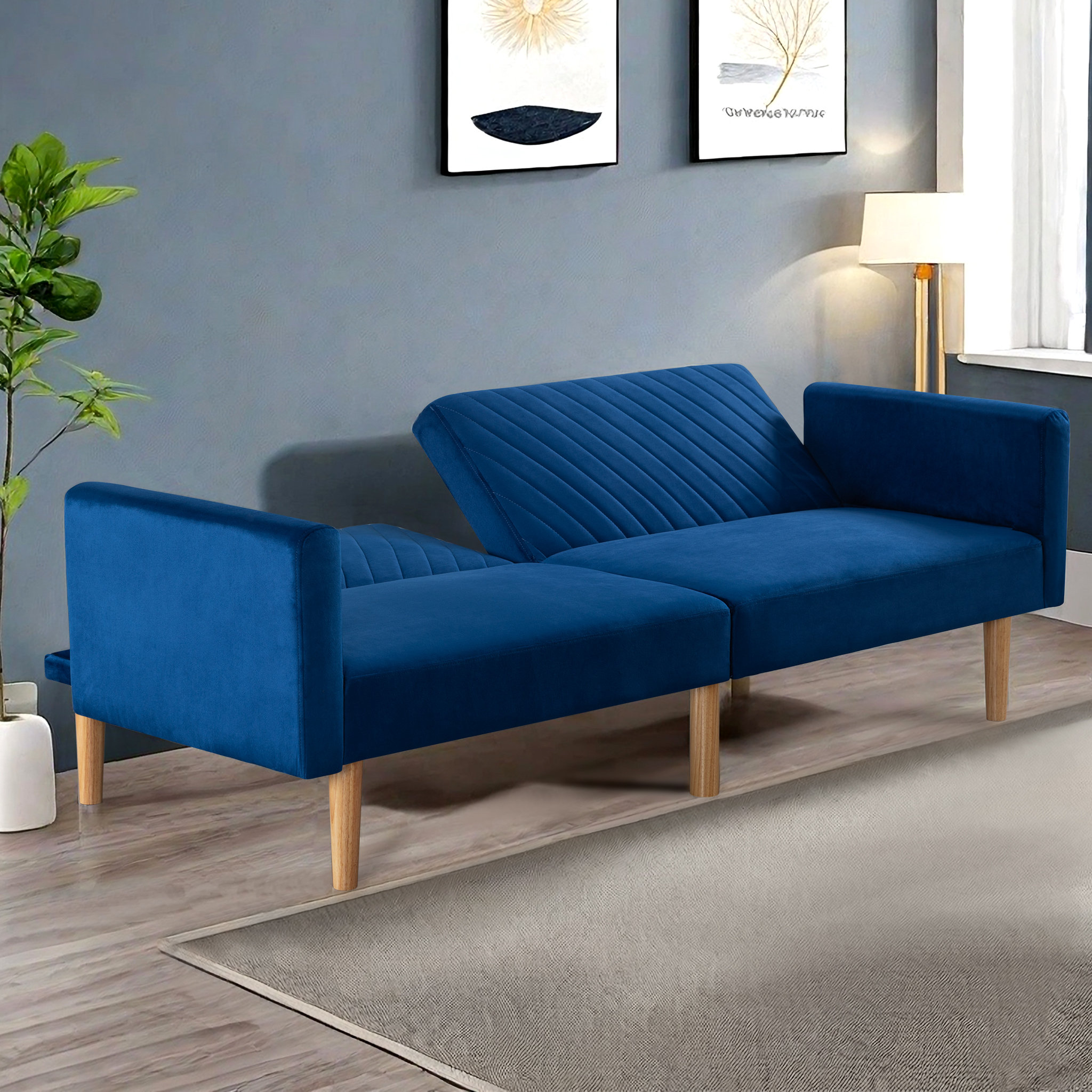 Mercer41 77.2'' Mid-century Modern Convertible Futon Sofa Bed | Wayfair