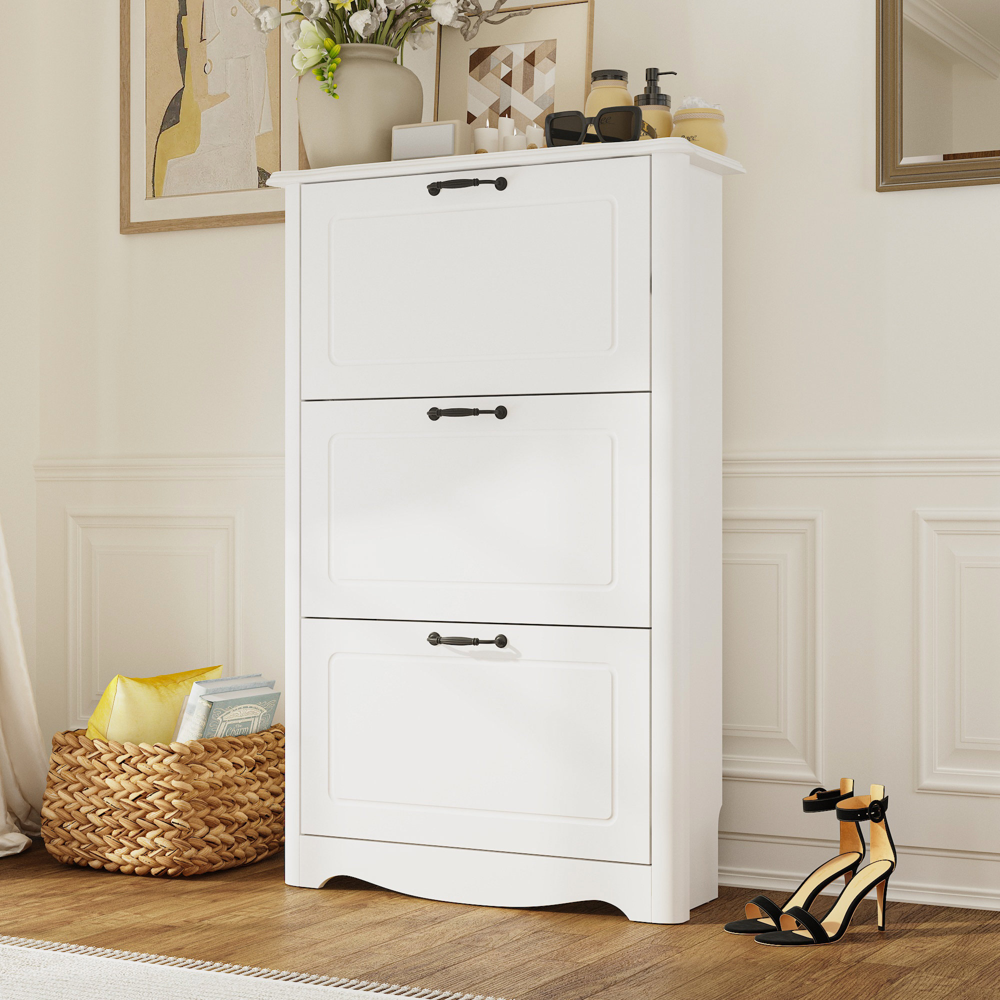 Lark Manor™ 3-Tipping- Drawer Shoe Storage Cabinet | Wayfair