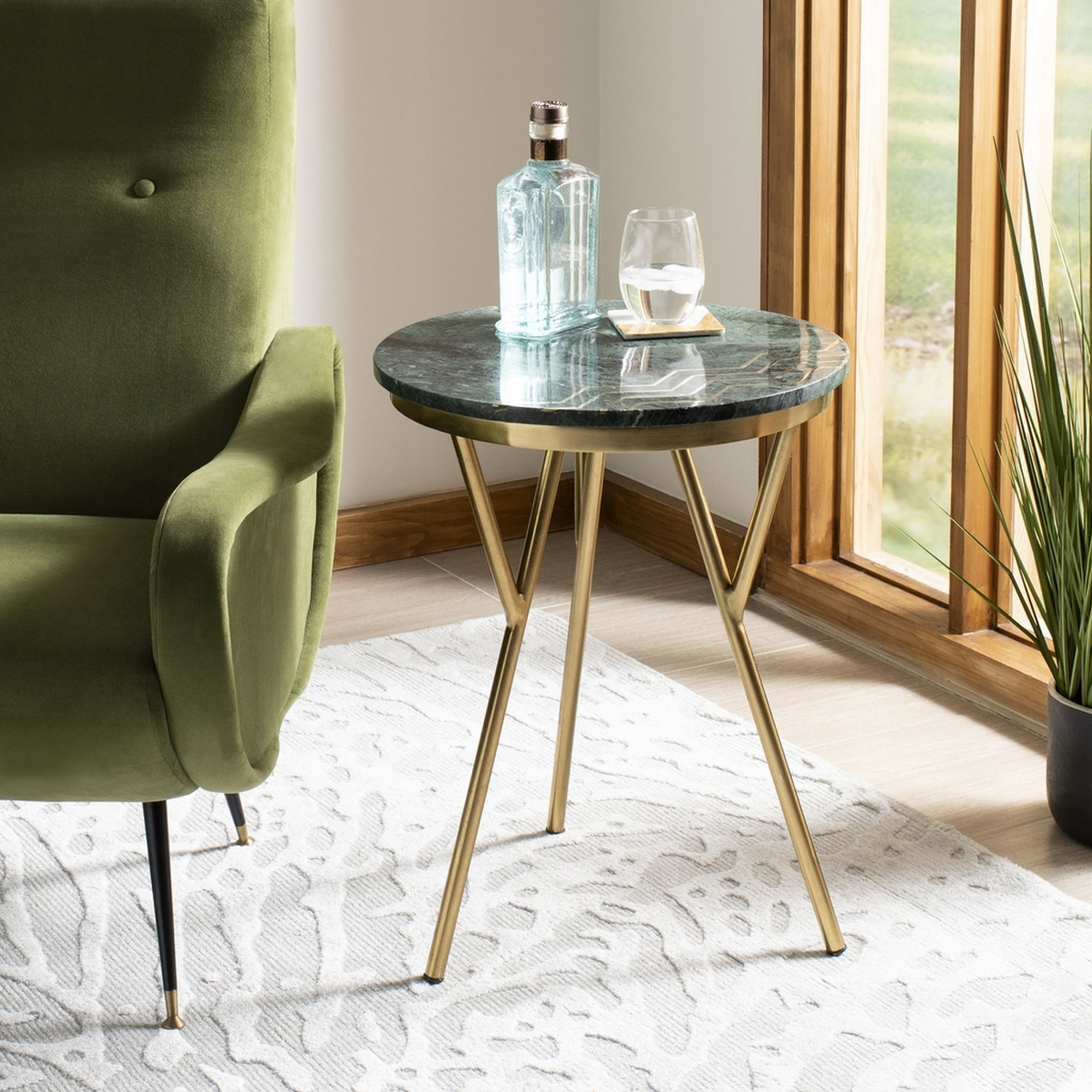 Everly Quinn Round Marble Accent Table | Wayfair