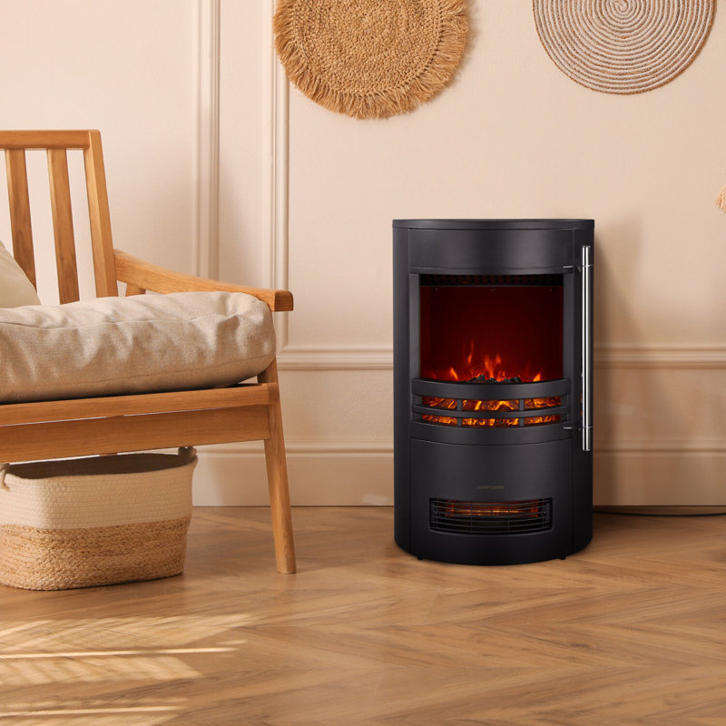 Cambridge Round Freestanding Electric Fireplace in Black | Wayfair