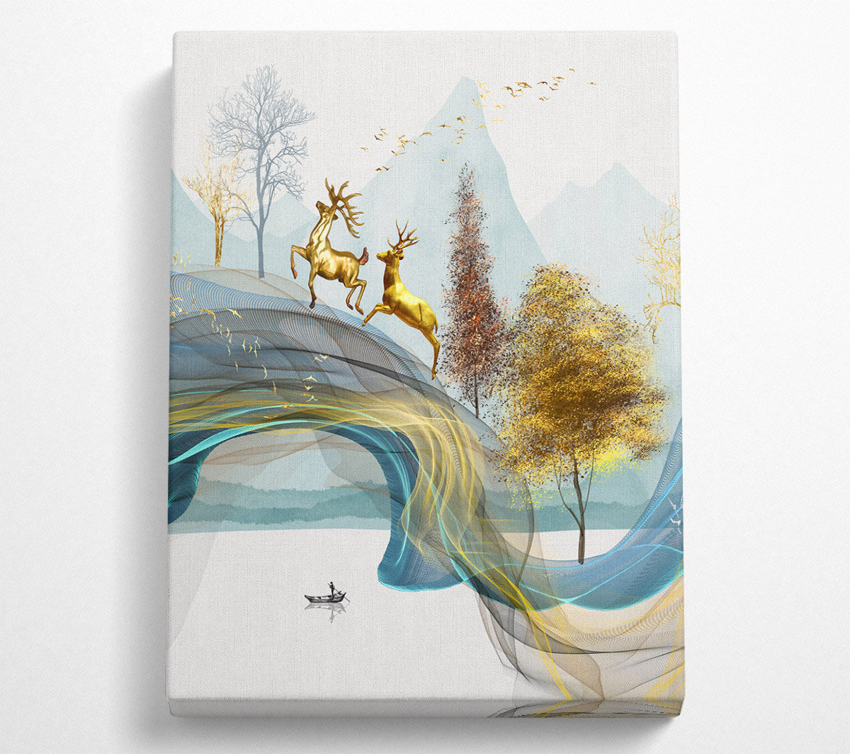House of Hampton Gold Staf Flow Abstract Canvas Print | Wayfair.co.uk