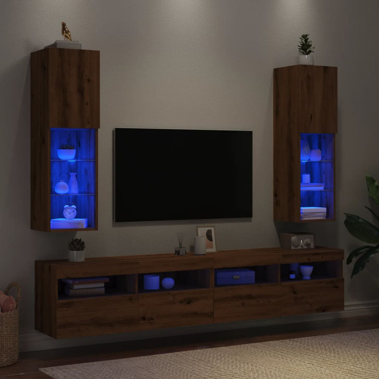 Metro Lane TV Cabinet With LED Lights Black 30.5X30Cm | Wayfair.co.uk