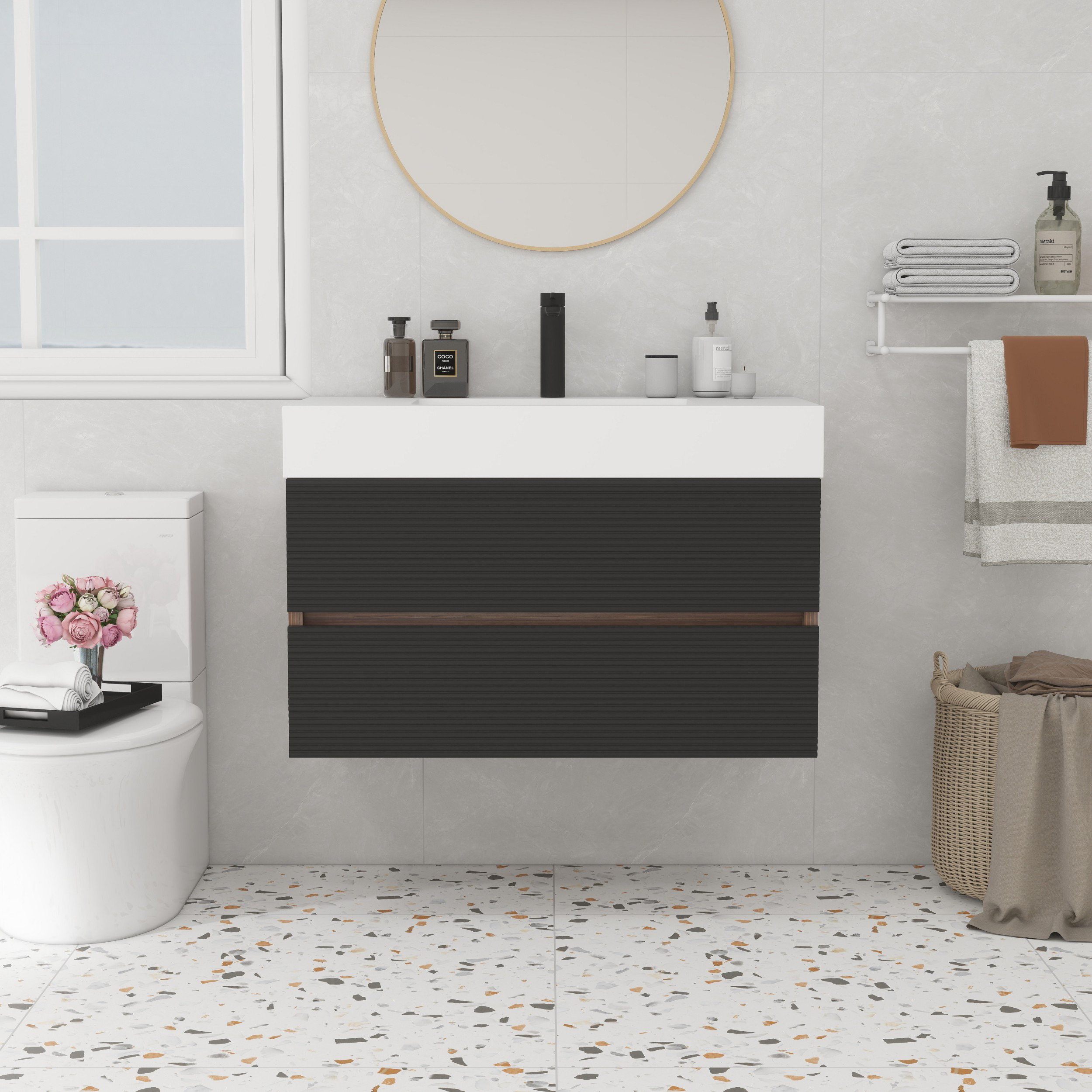 Latitude Run® 36 Inch Wall Mounted Floating Bathroom Vanity - Wayfair ...