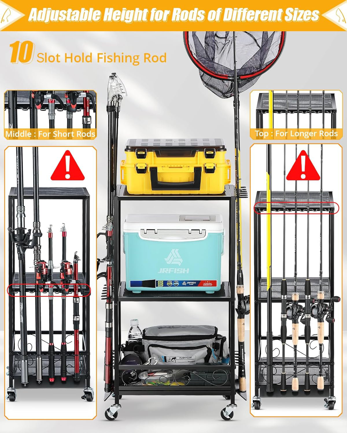 WFX Utility™ Fishing Rod Holder - Fishing Pole Rack For 10 Rods ...