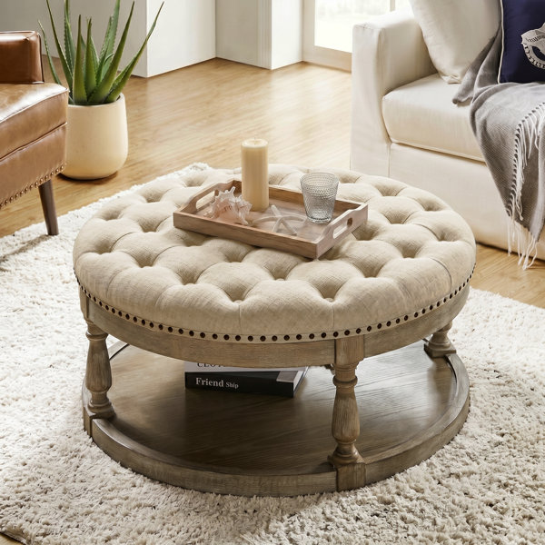 August Grove Deoïus 90.2cm Wide Transitional Tufted Round Cocktail ...