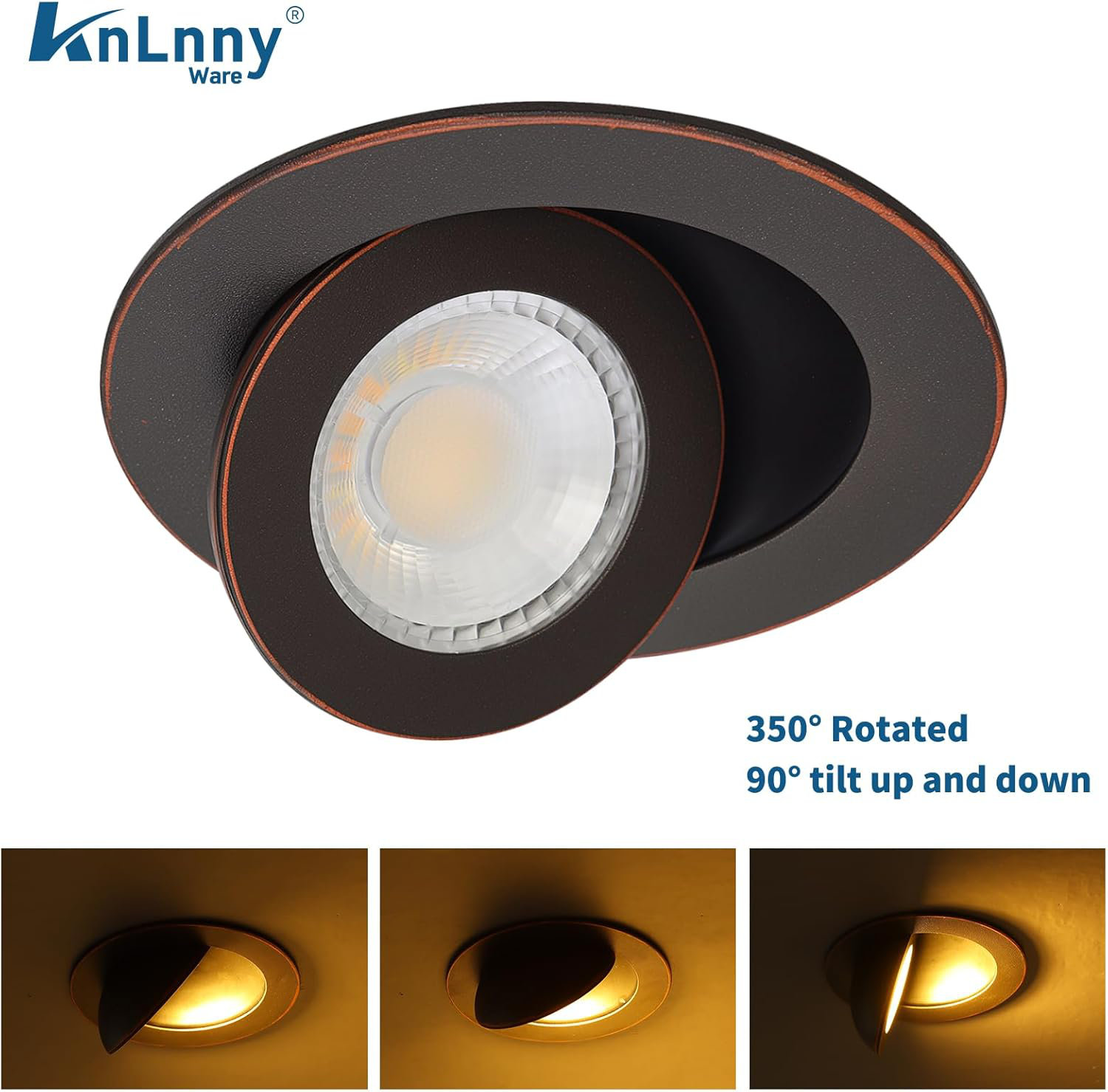 KnLnny Ware Square Gimbal Recessed Lighting 3 Inch 6 Pack, Ajustable ...