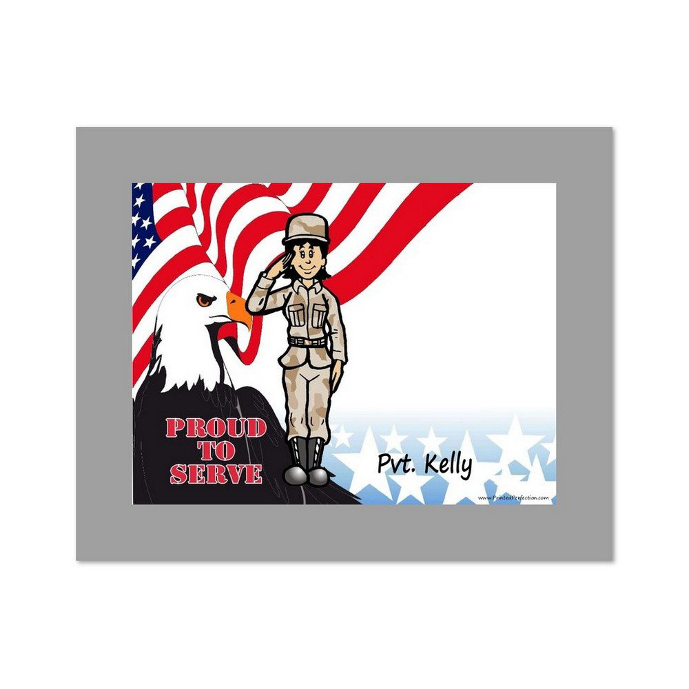 Printed Perfection Personalized US Army - Female Caricature with a Mat ...