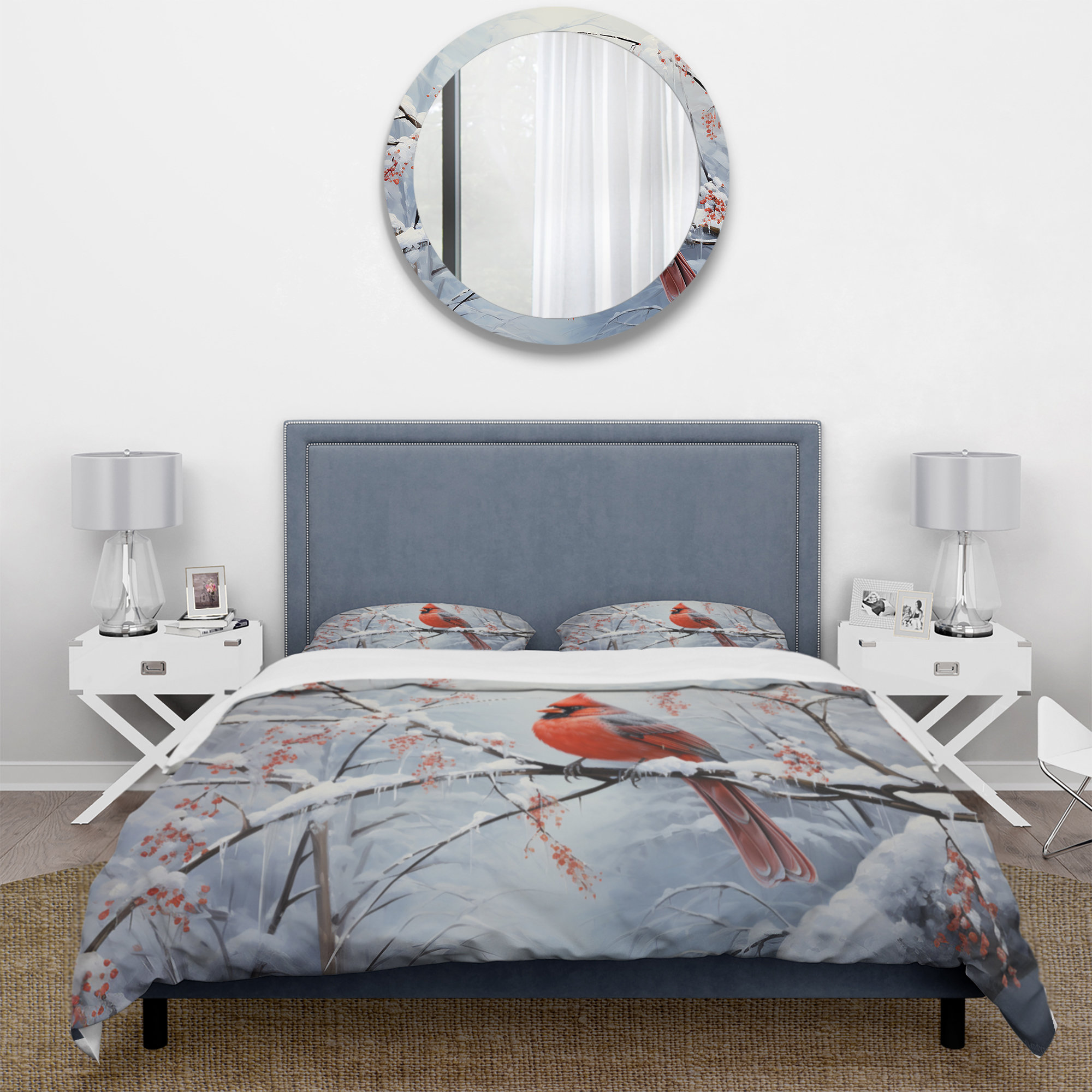 Design Art Canada Red Cardinal Bird Winter Wonderland IV - Canada Duvet ...