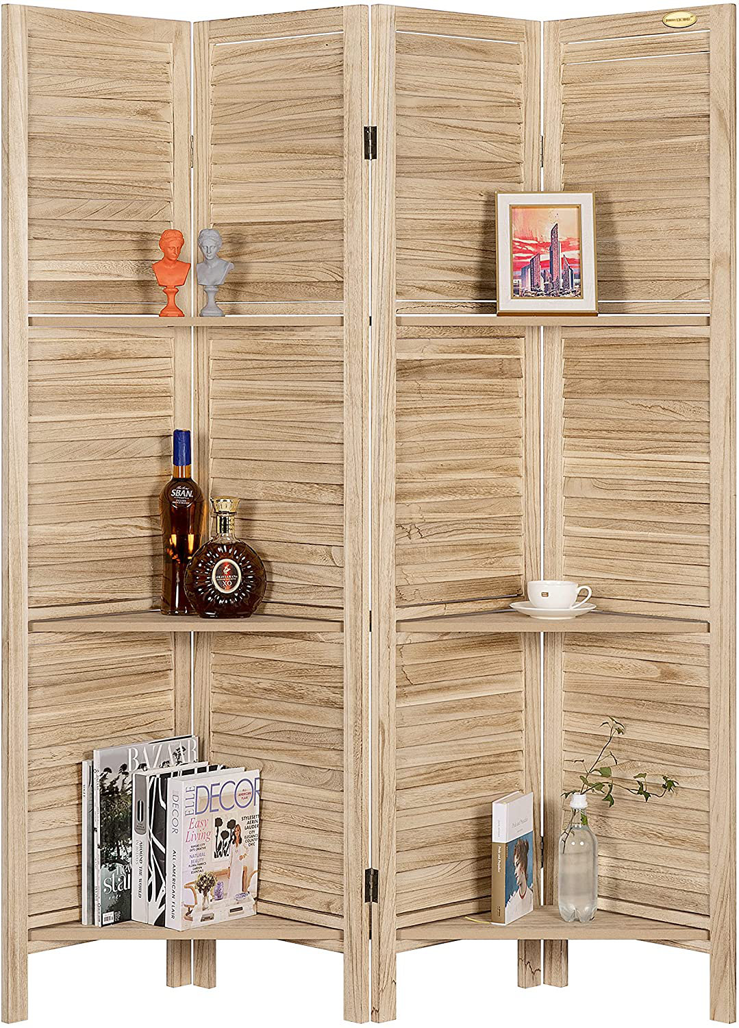 Latitude Run® 5.6 Ft Tall 4 Panel Decorative Folding Wood Room Divider ...